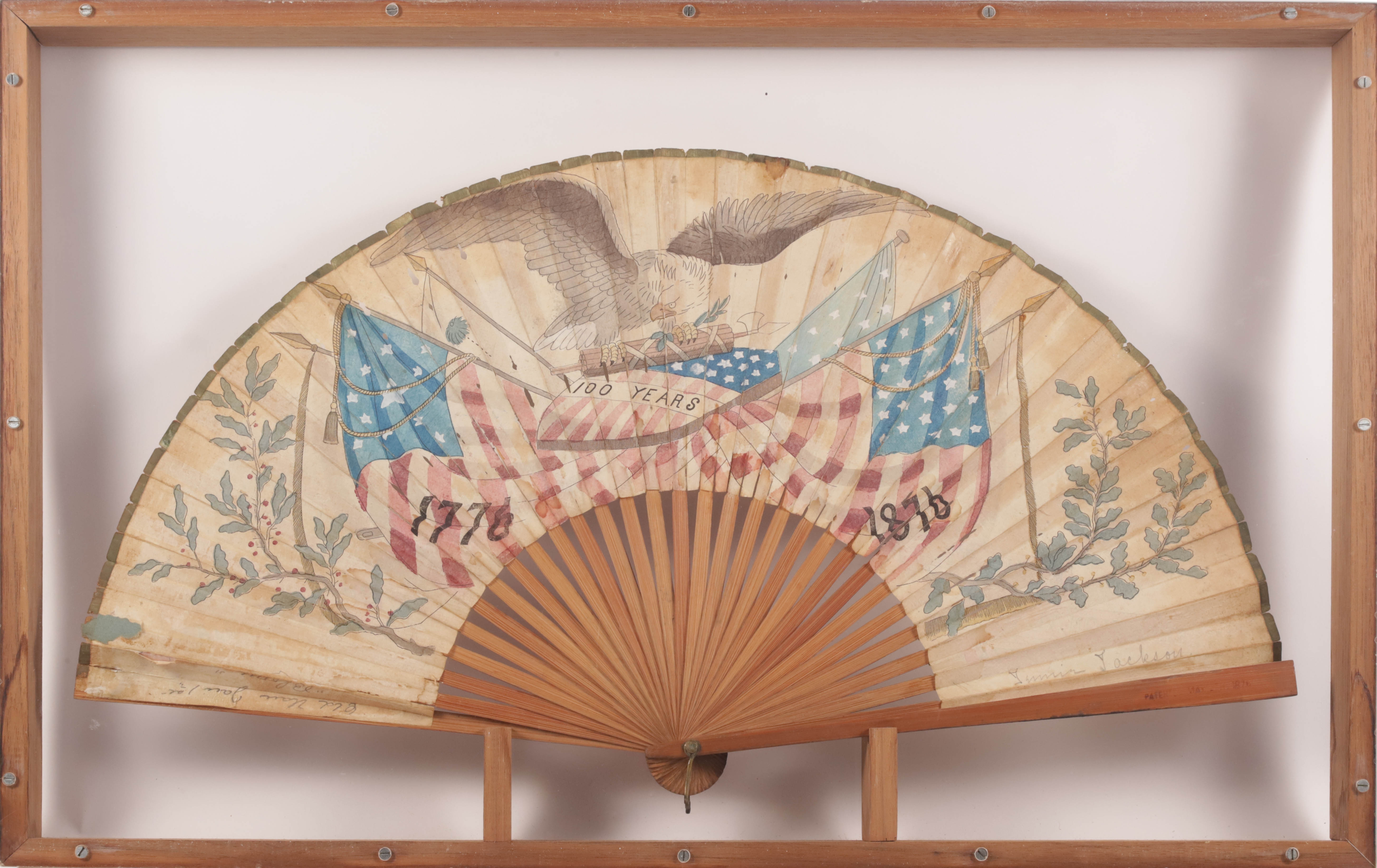 Centennial Patriotic American Paper Hand Fan in Acrylic Case ...