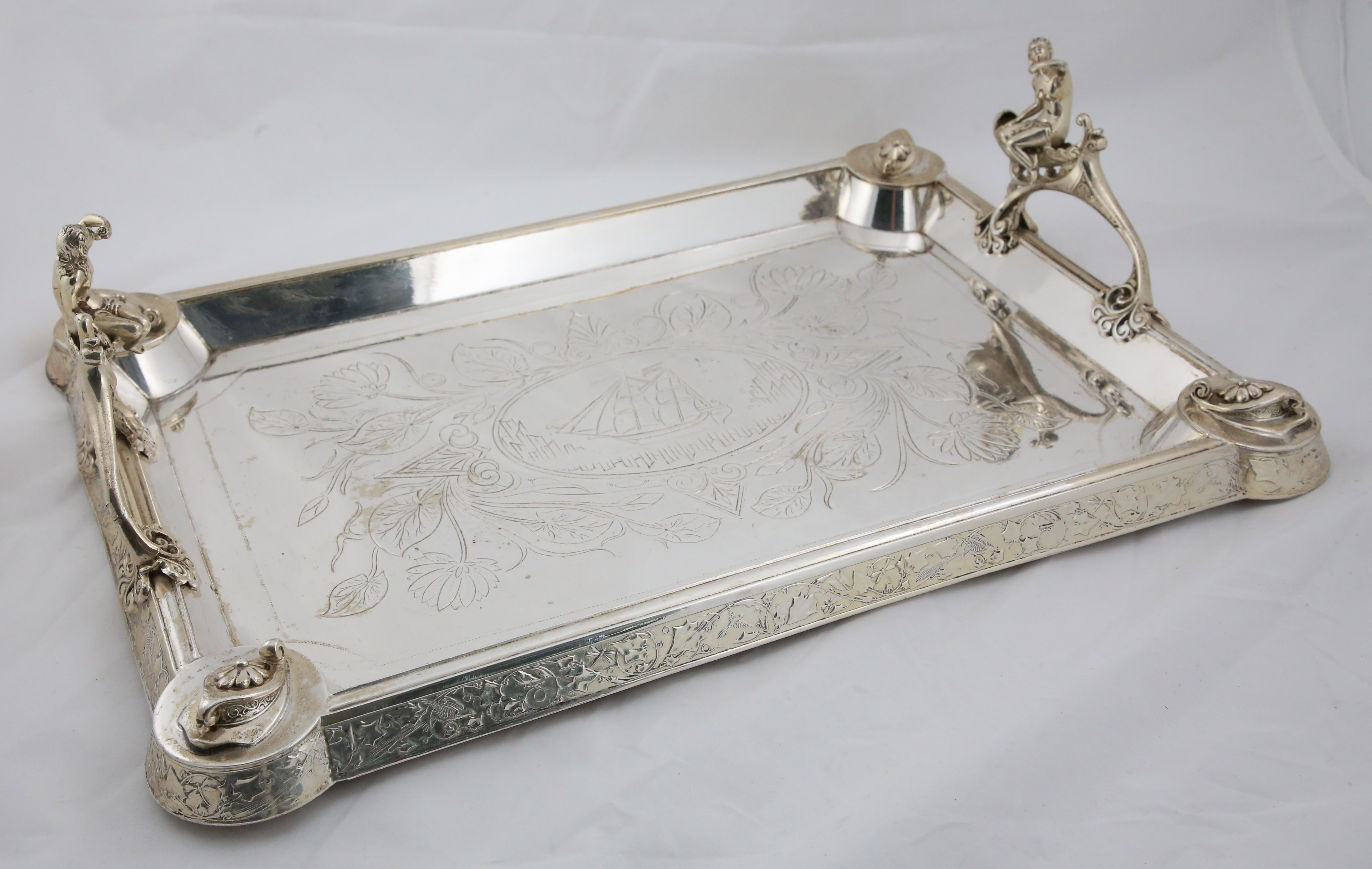Scarce American Silver Plated Siren Serving Tray 19th Century - Scarce ...