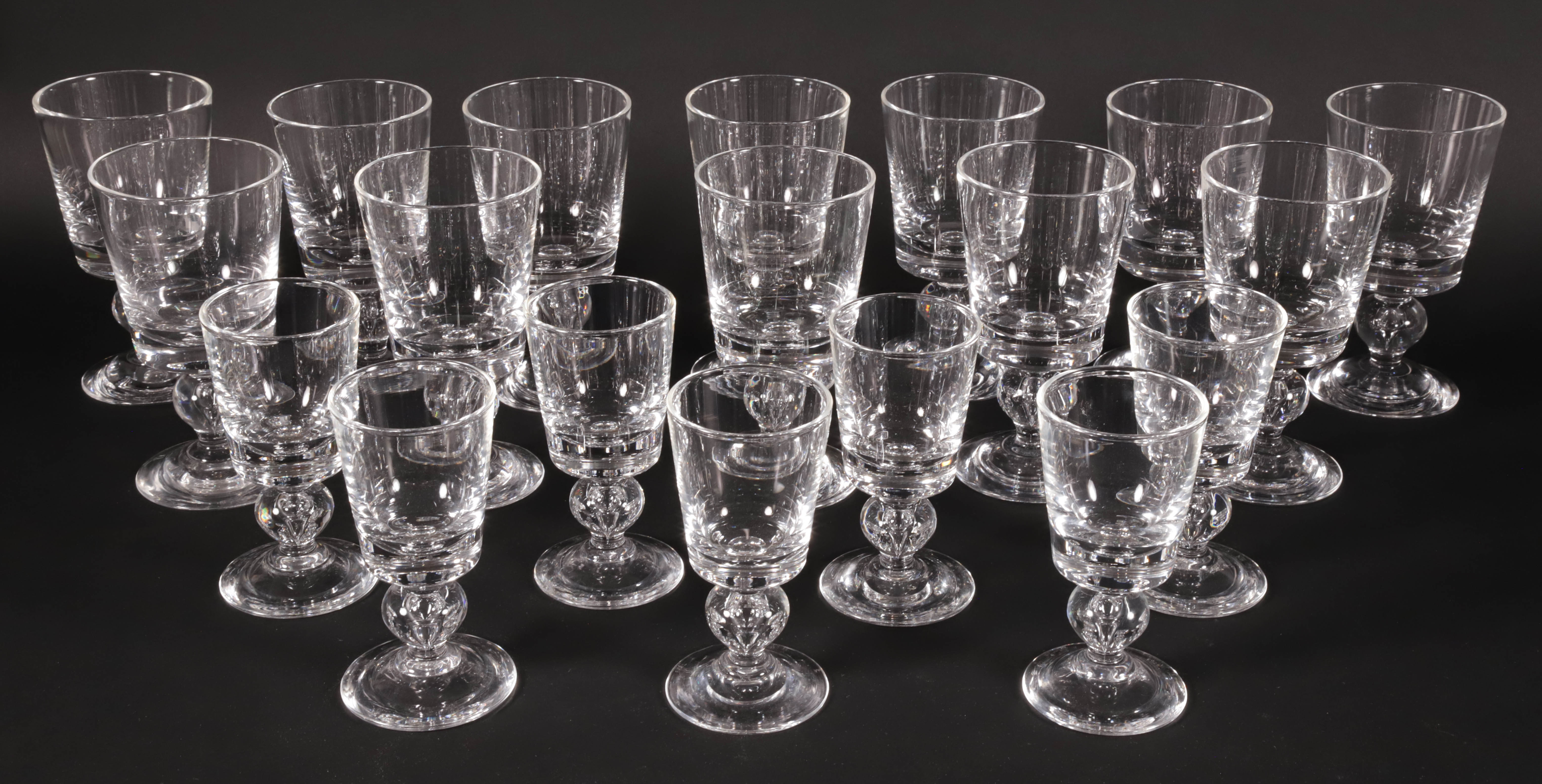 Set of Eighteen Steuben Air-Twist Table Goblets and Wines - Set of ...