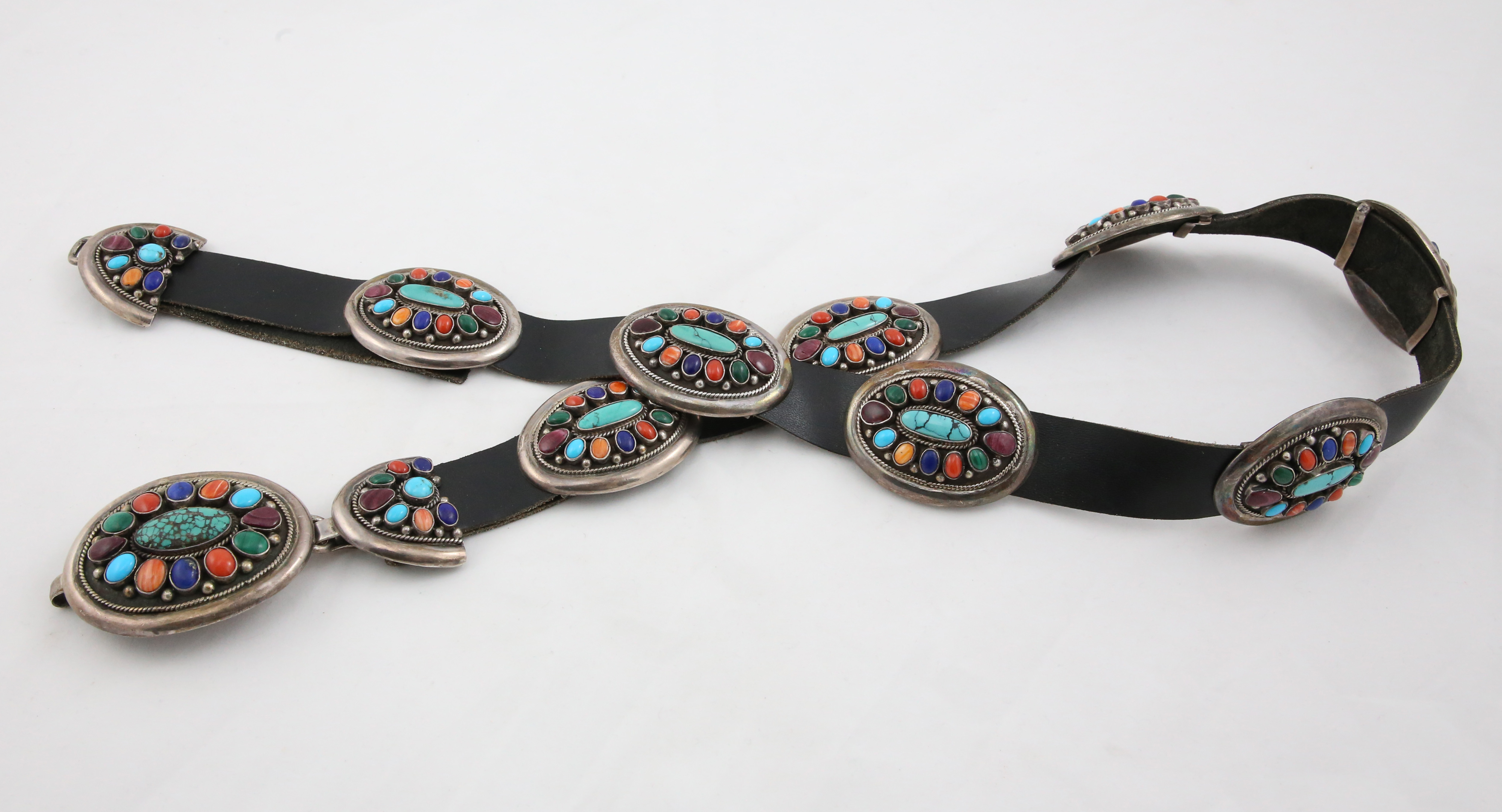 J. Lister Signed Sterling Silver Multi-Stone Concho Belt - J. Lister ...