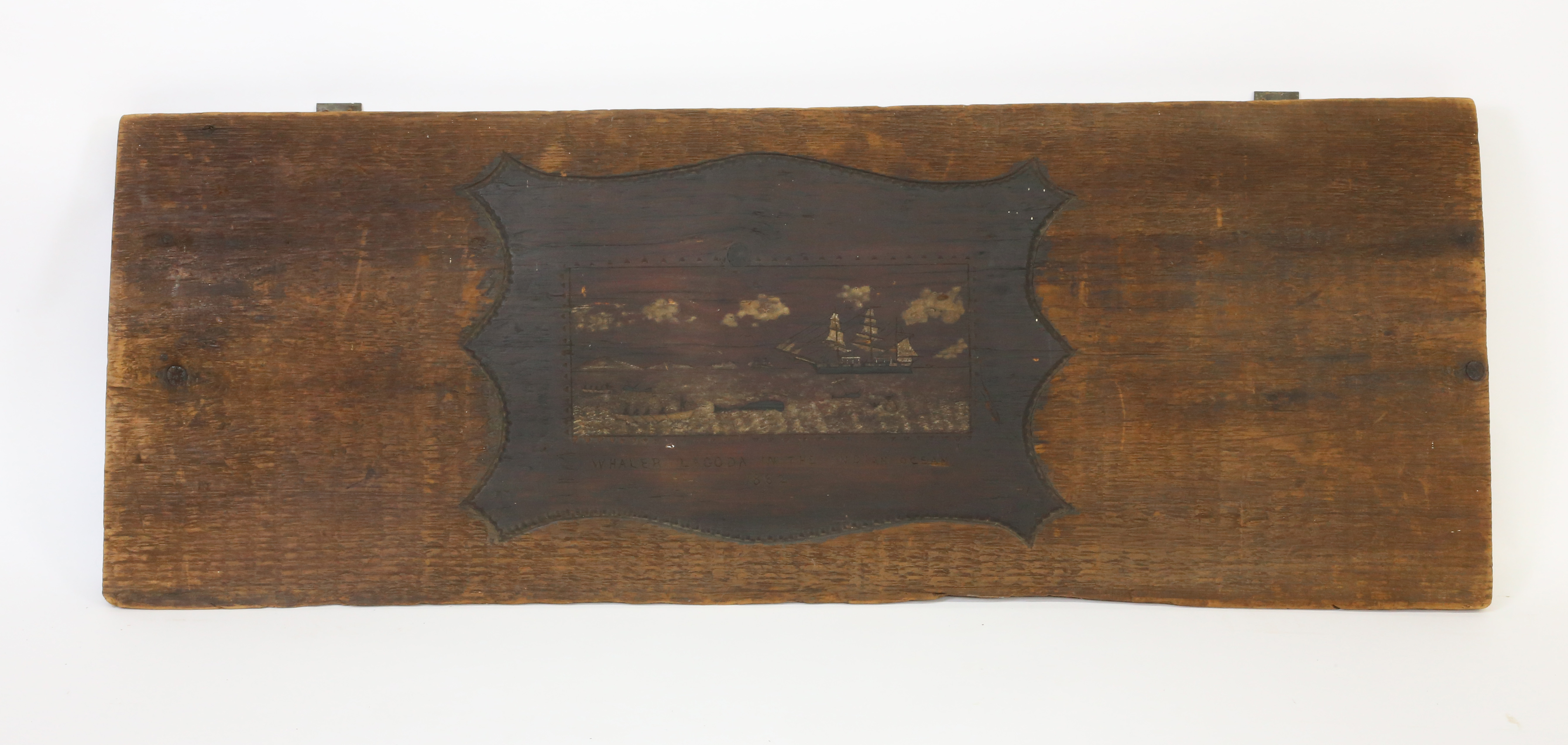 Carved Wood Whaling Scene "Whaler Lagoda in the Indian Ocean" Mid 19th ...