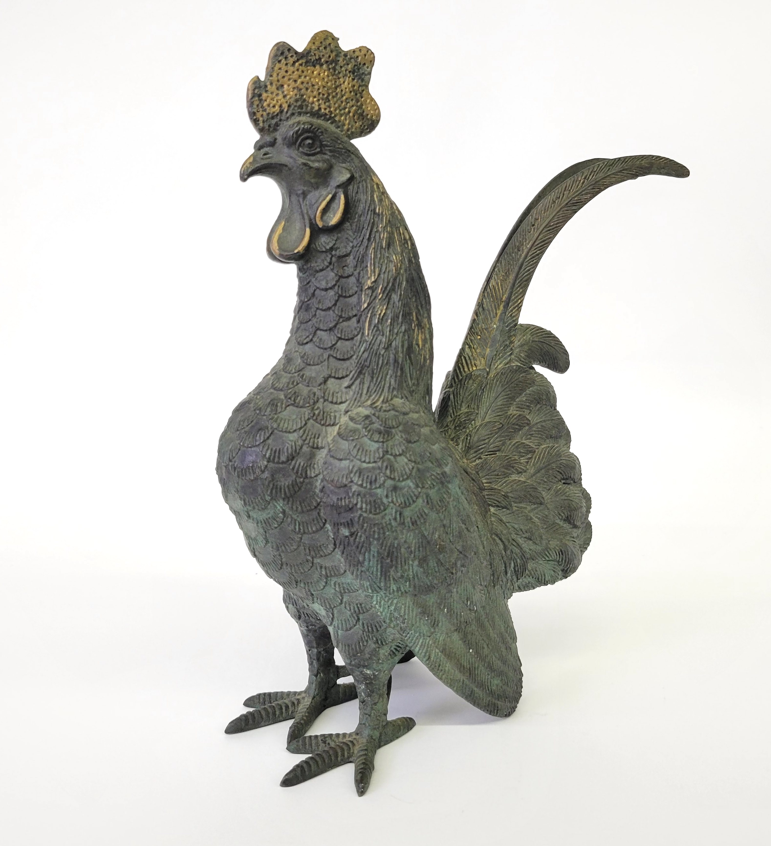 Antique 1920s Japanese Meiji Bronze Rooster Figure - Antique 1920s ...