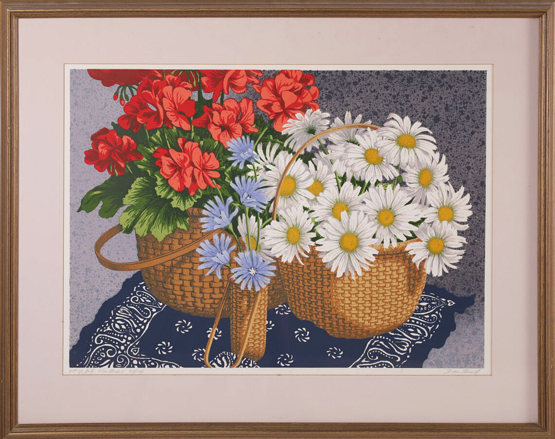 Donn Russell Print "Daisies Geraniums and Cornflowers" - Donn Russell ...