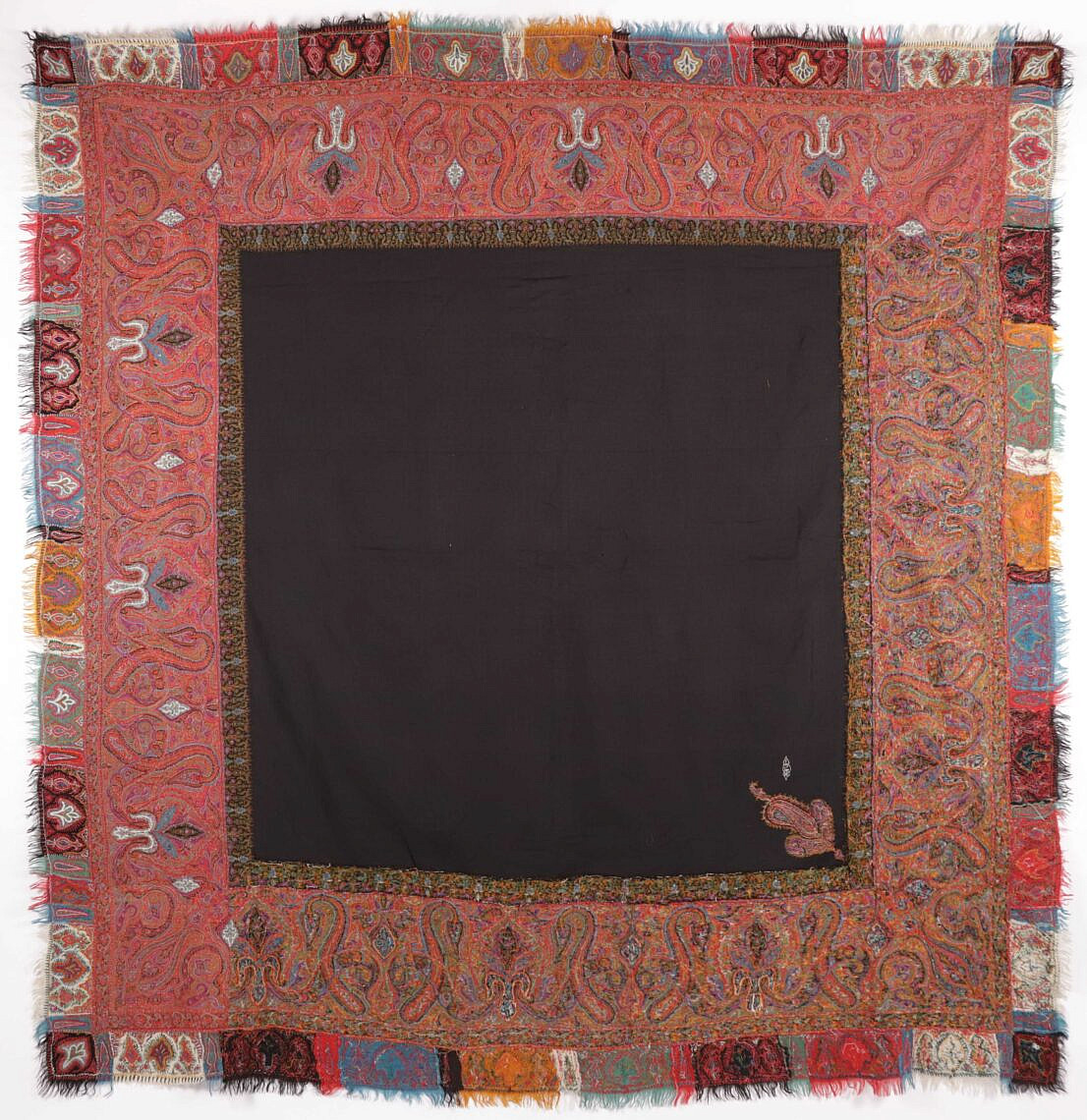 Hand Embroidered Kashmir Paisley Textile Shawl 19th Century - Hand ...