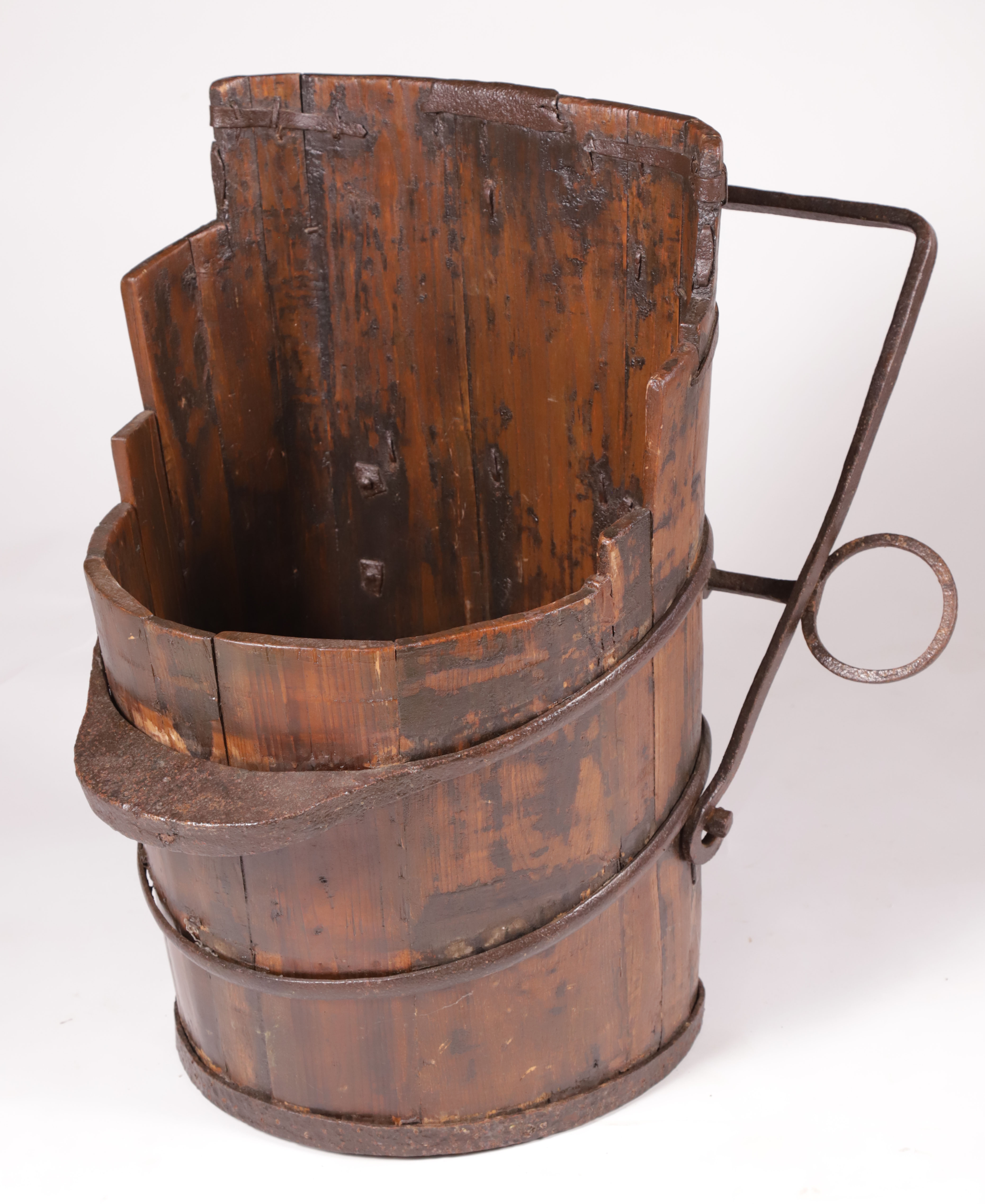 Antique Chinese Wood and Iron Bucket - Antique Chinese Wood and Iron ...