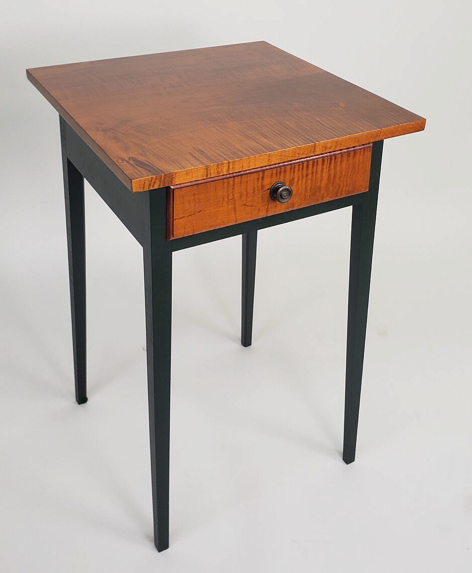 Tiger Maple Night Stand - Vintage Eldred Wheeler Style Tiger Maple One ...