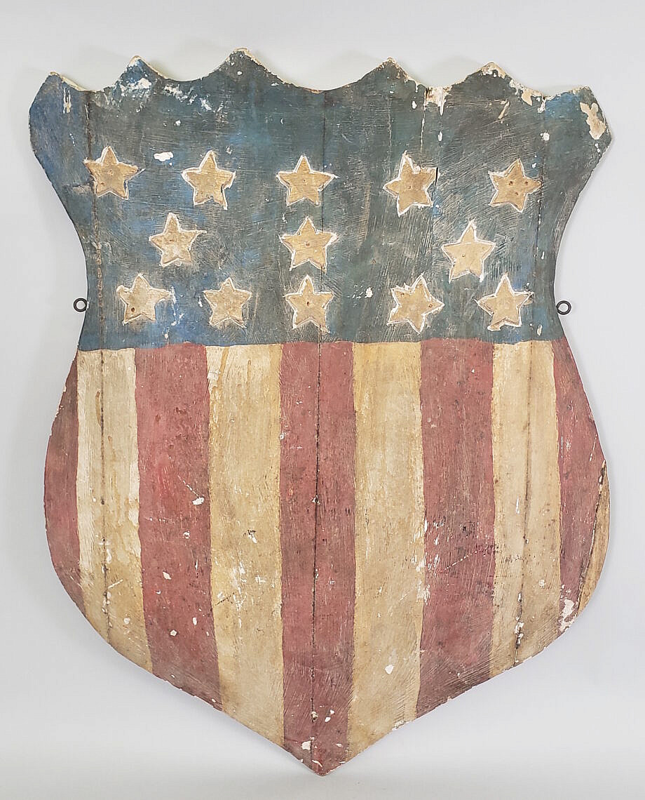 Carved Painted Figural American Flag Shield - Vintage Carved and ...