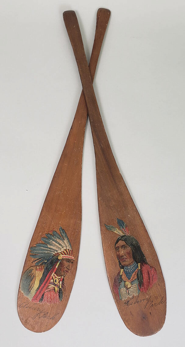 Adirondack Souvenir Indian Paddles - Pair of Vintage Carved Souvenir ...