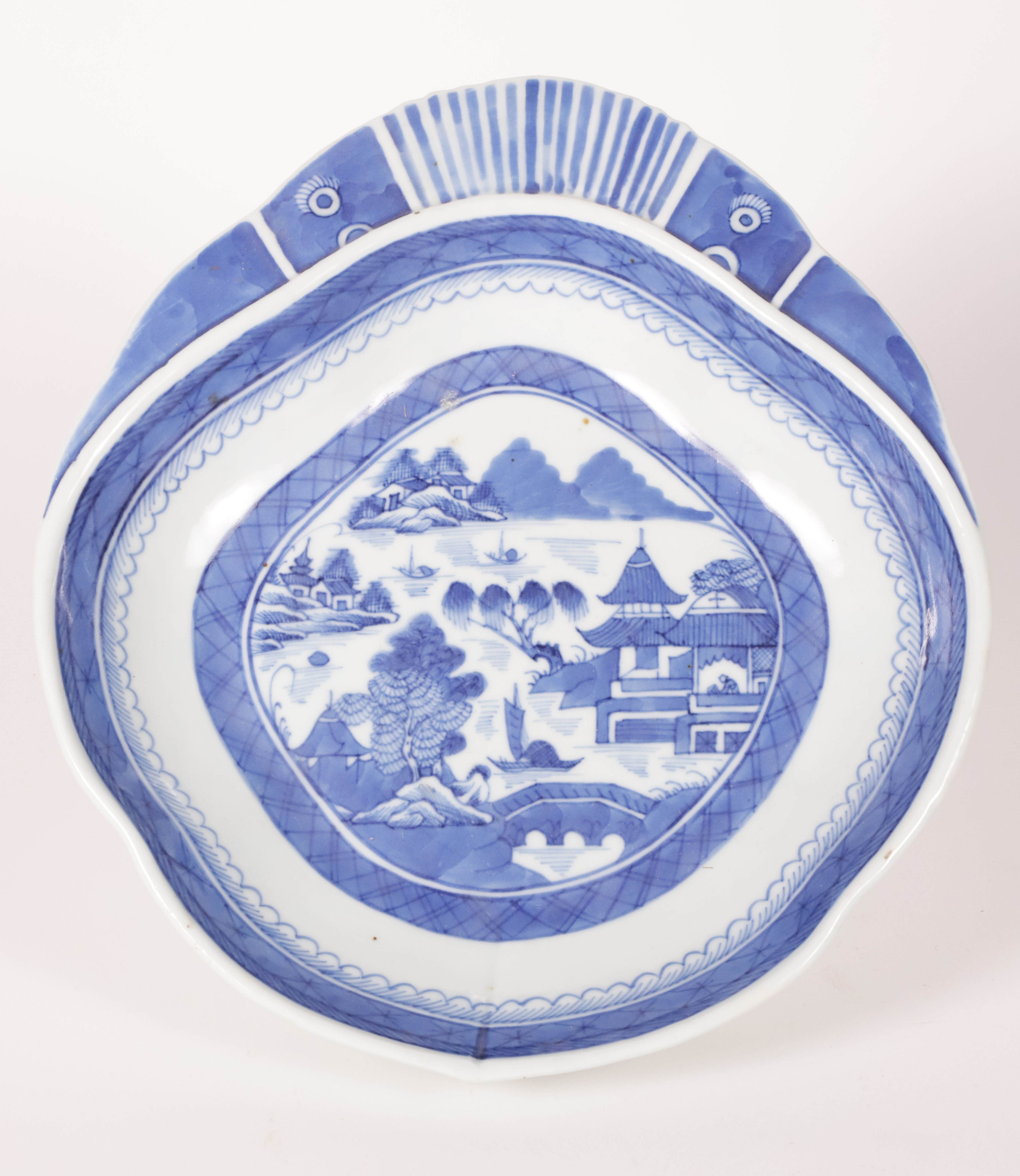 Canton Blue and White Shrimp Dish 19th Century - Canton Blue and White ...