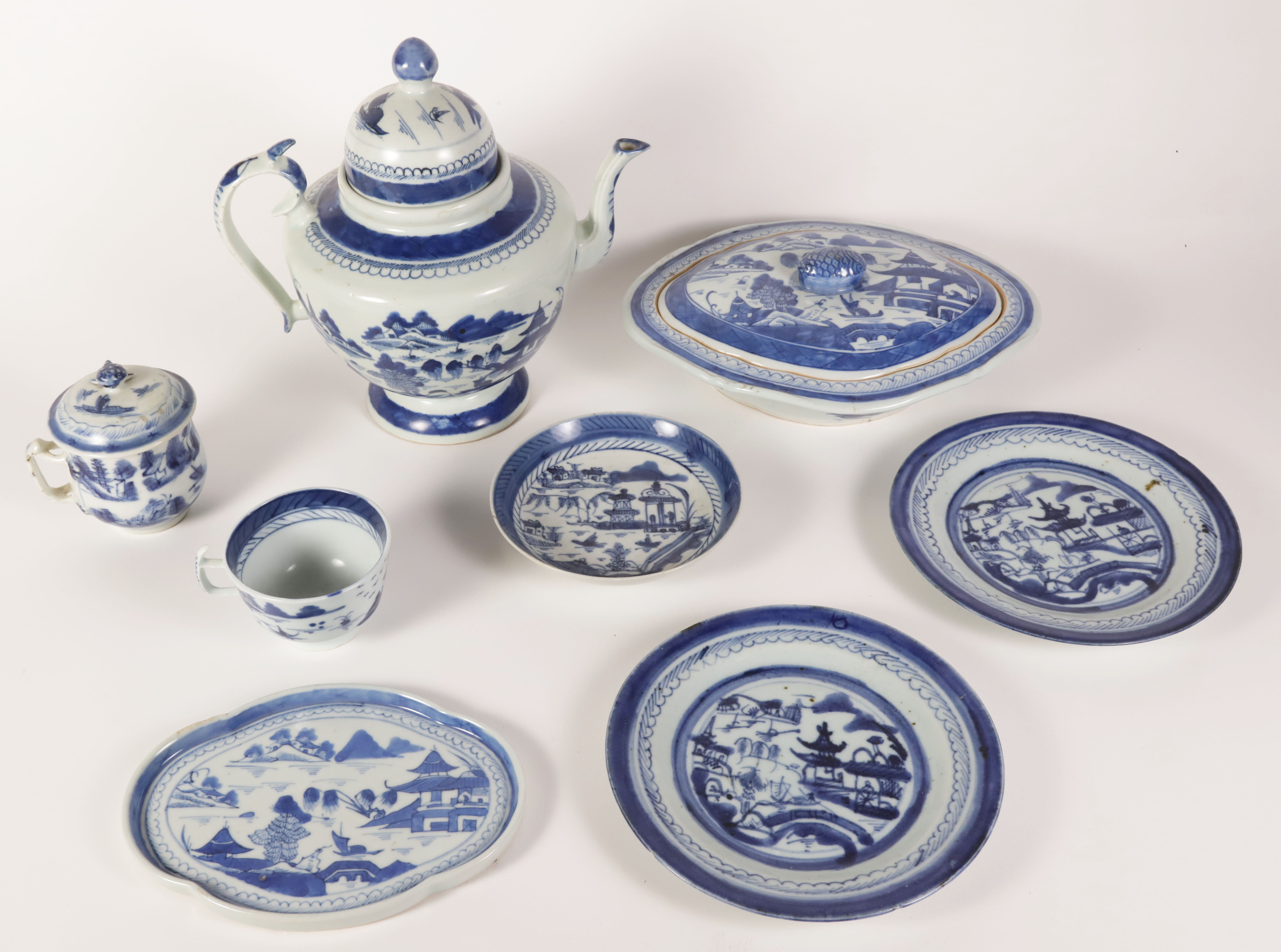 Collection of Eight Canton Ware 19th Century - Collection of Eight ...