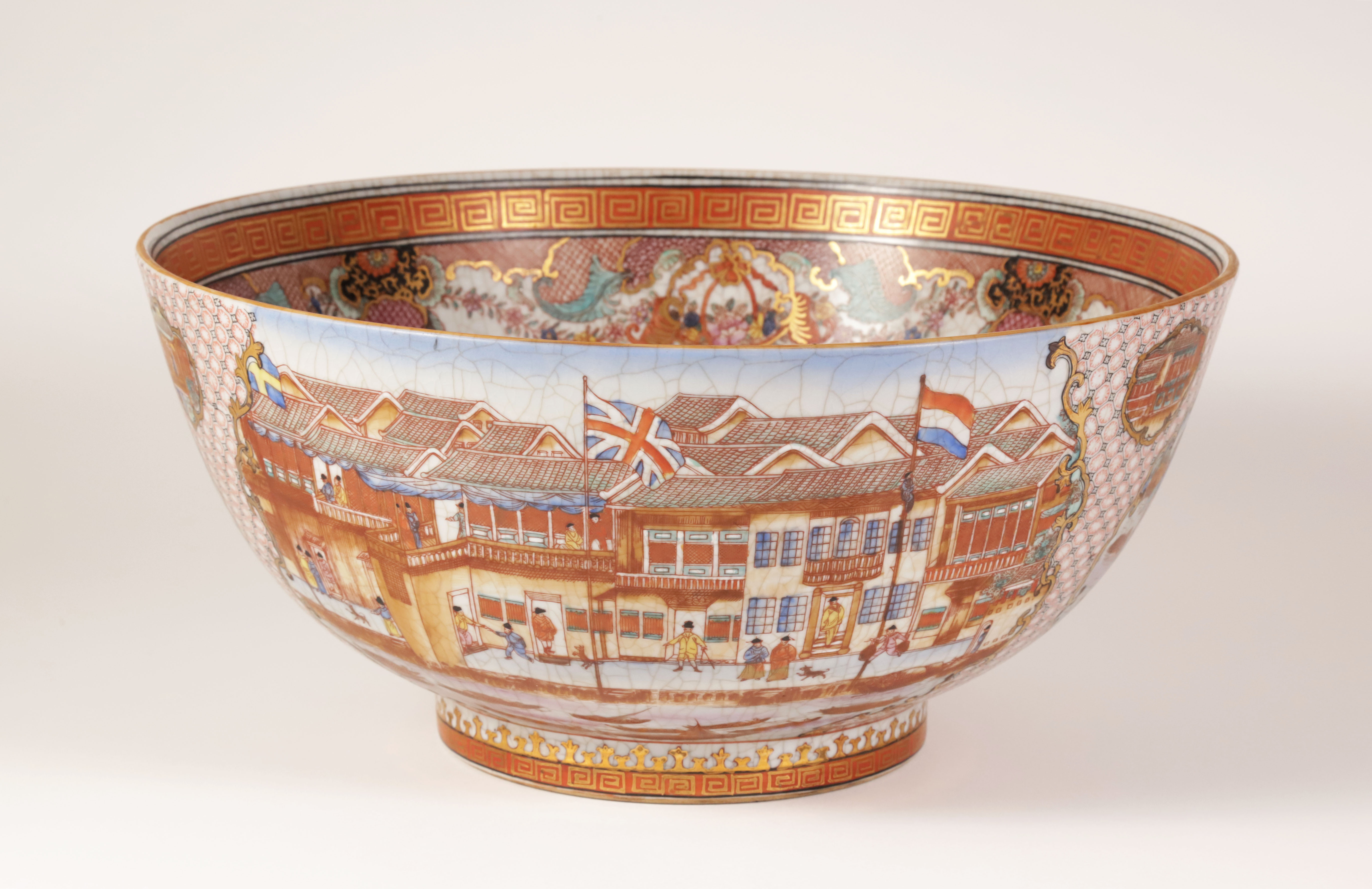 Chinese Export Style Hong Decorated Punch Bowl Contemporary - Chinese ...