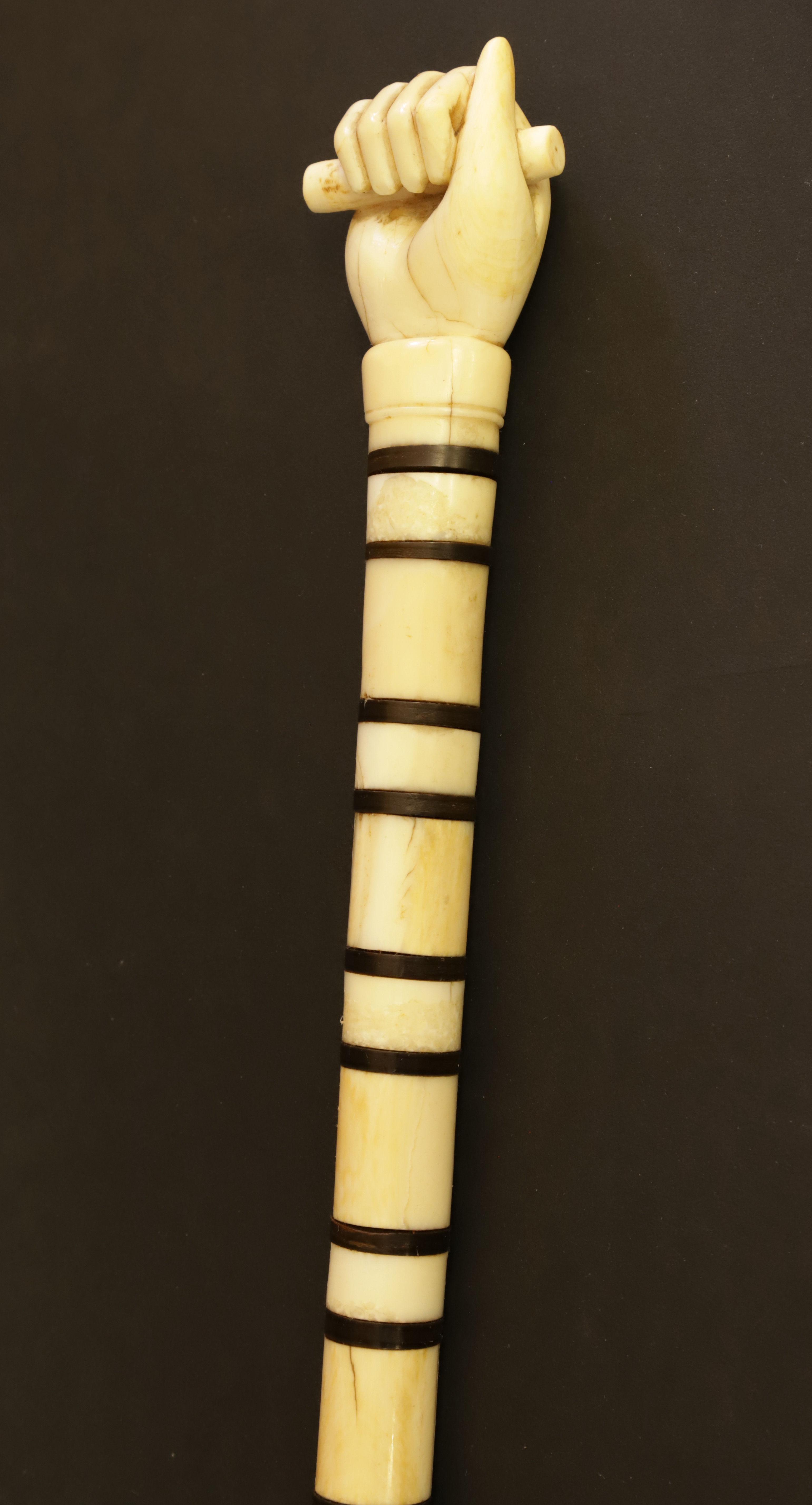 Whaler Made Antique Whale Ivory Whalebone and Baleen Walking Stick Mid ...