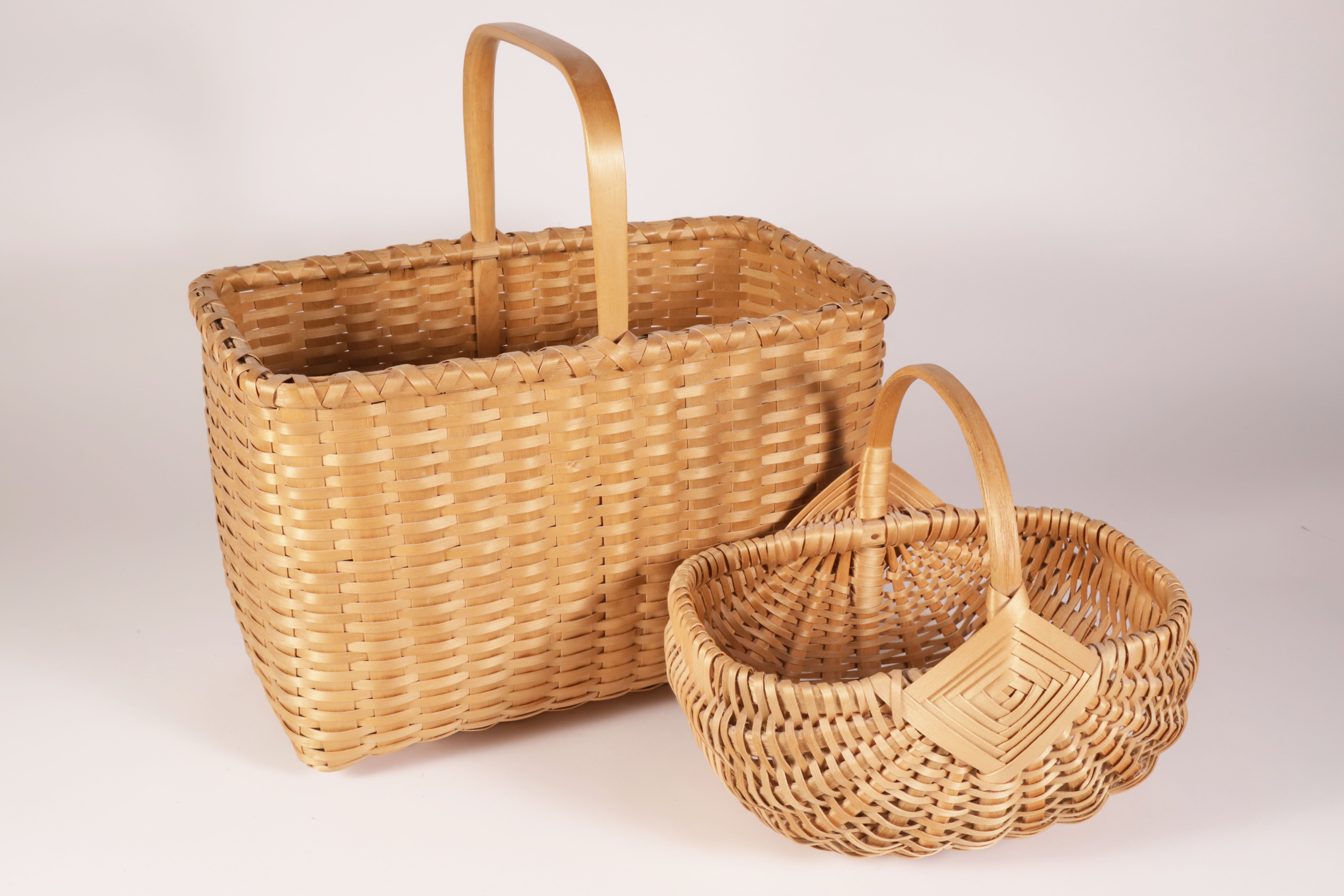 Two Stephen Zeh Open Woven Baskets with Handles - Two Stephen Zeh Open Woven Baskets with ...