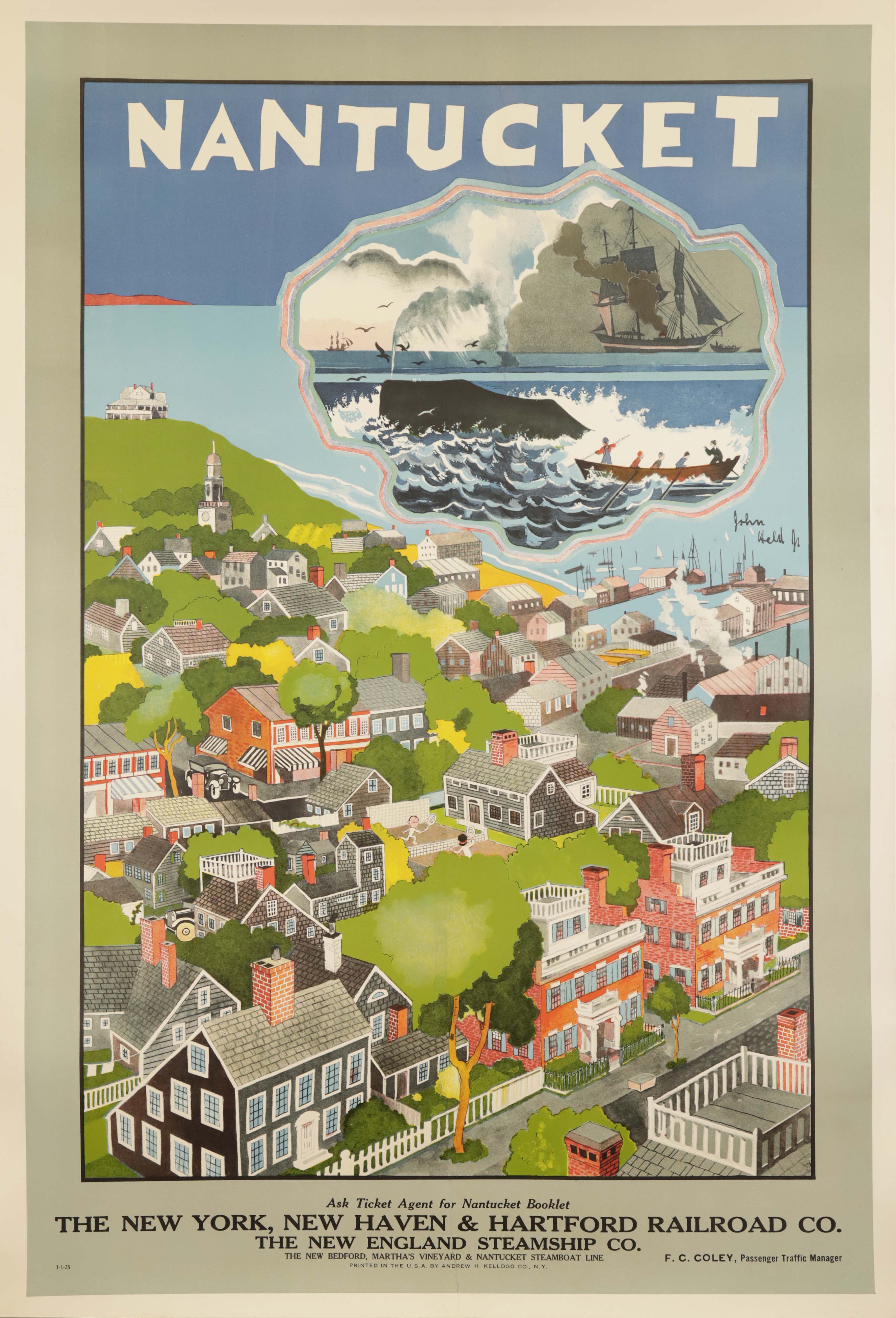 1925 John Held Jr. (1889-1958) Nantucket Travel Poster advertising for ...
