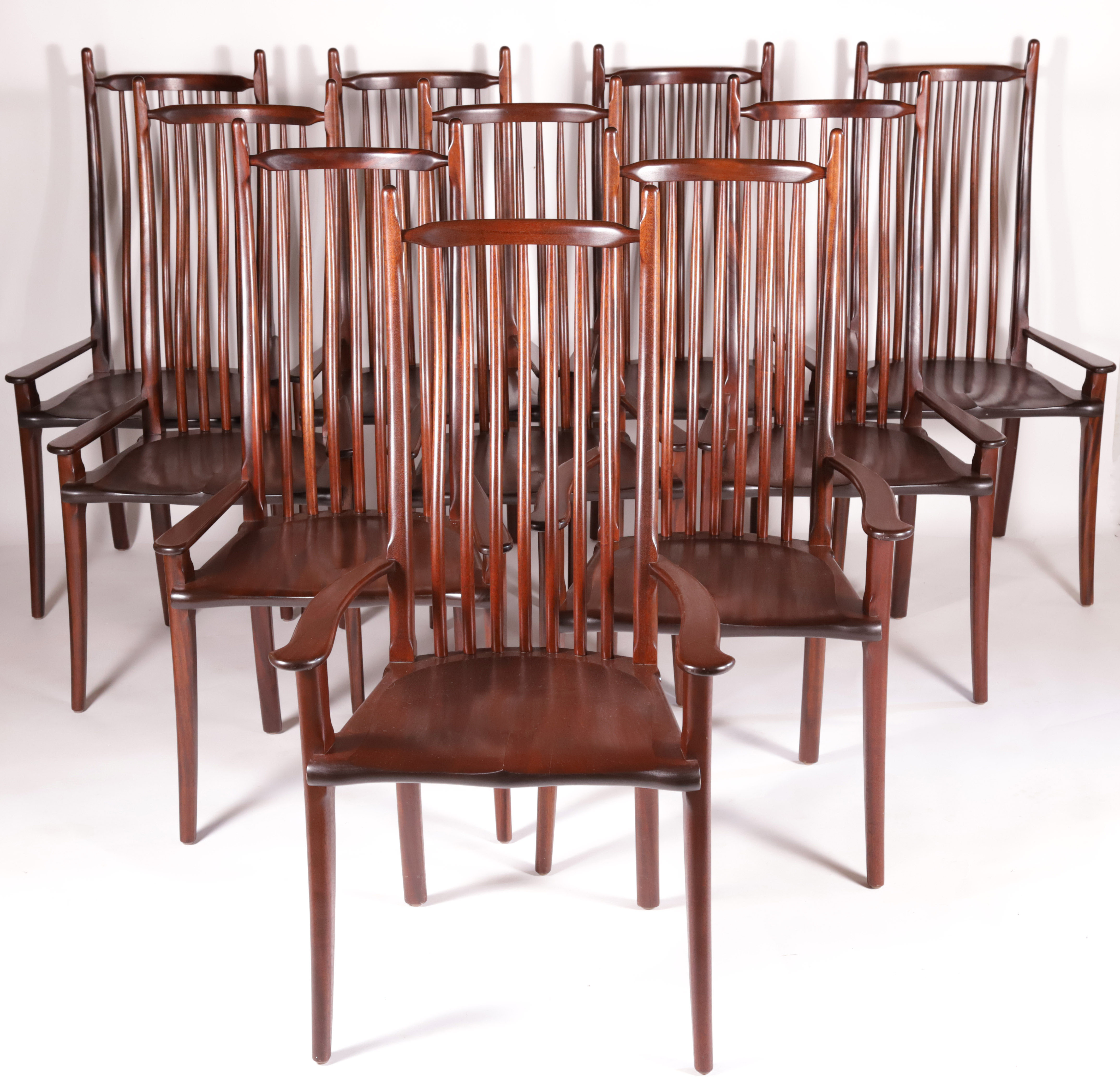 Set of 10 Signed Stephen Swift Mahogany High Back Dining Chairs Circa ...