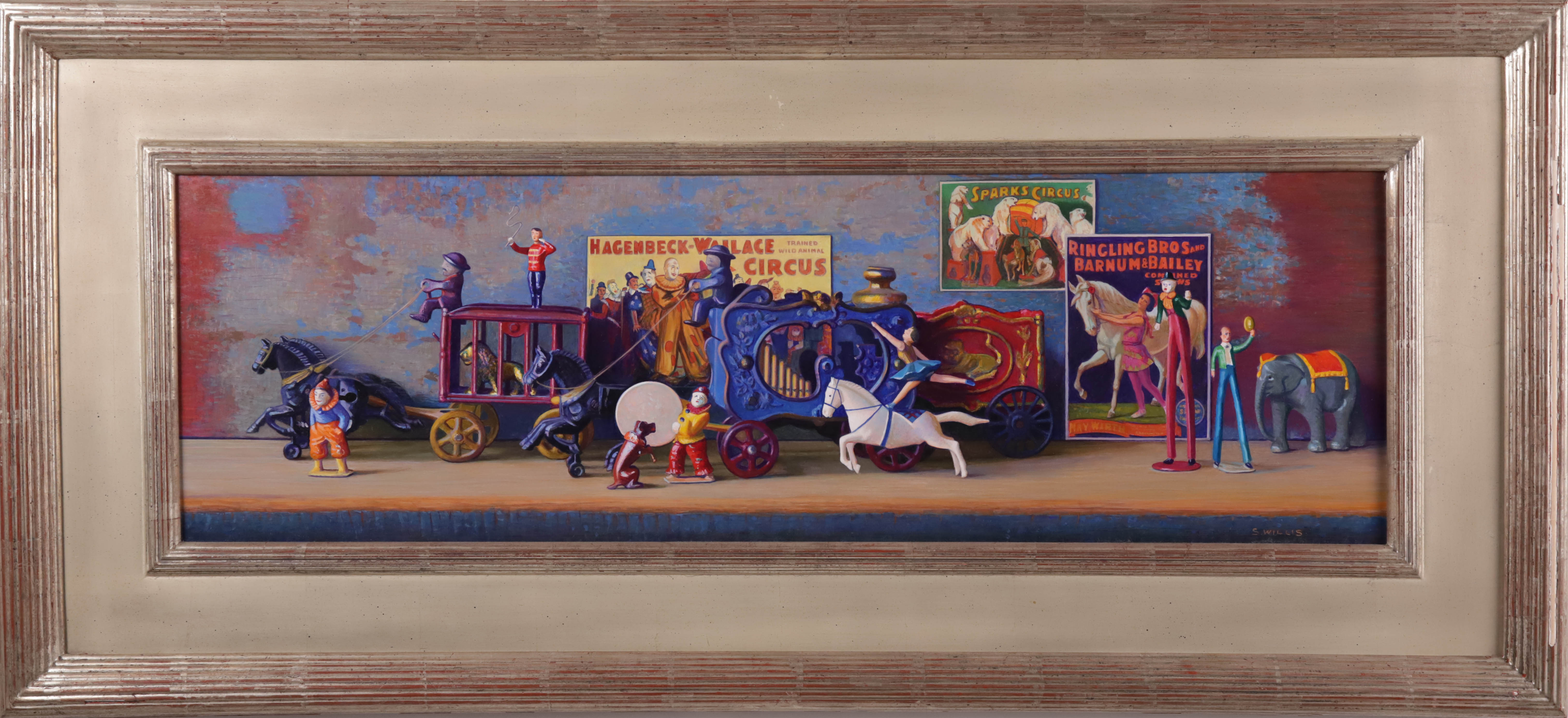 Sidney F. Willis (American b. 1930) Acrylic on Panel "Toy Circus Parade ...