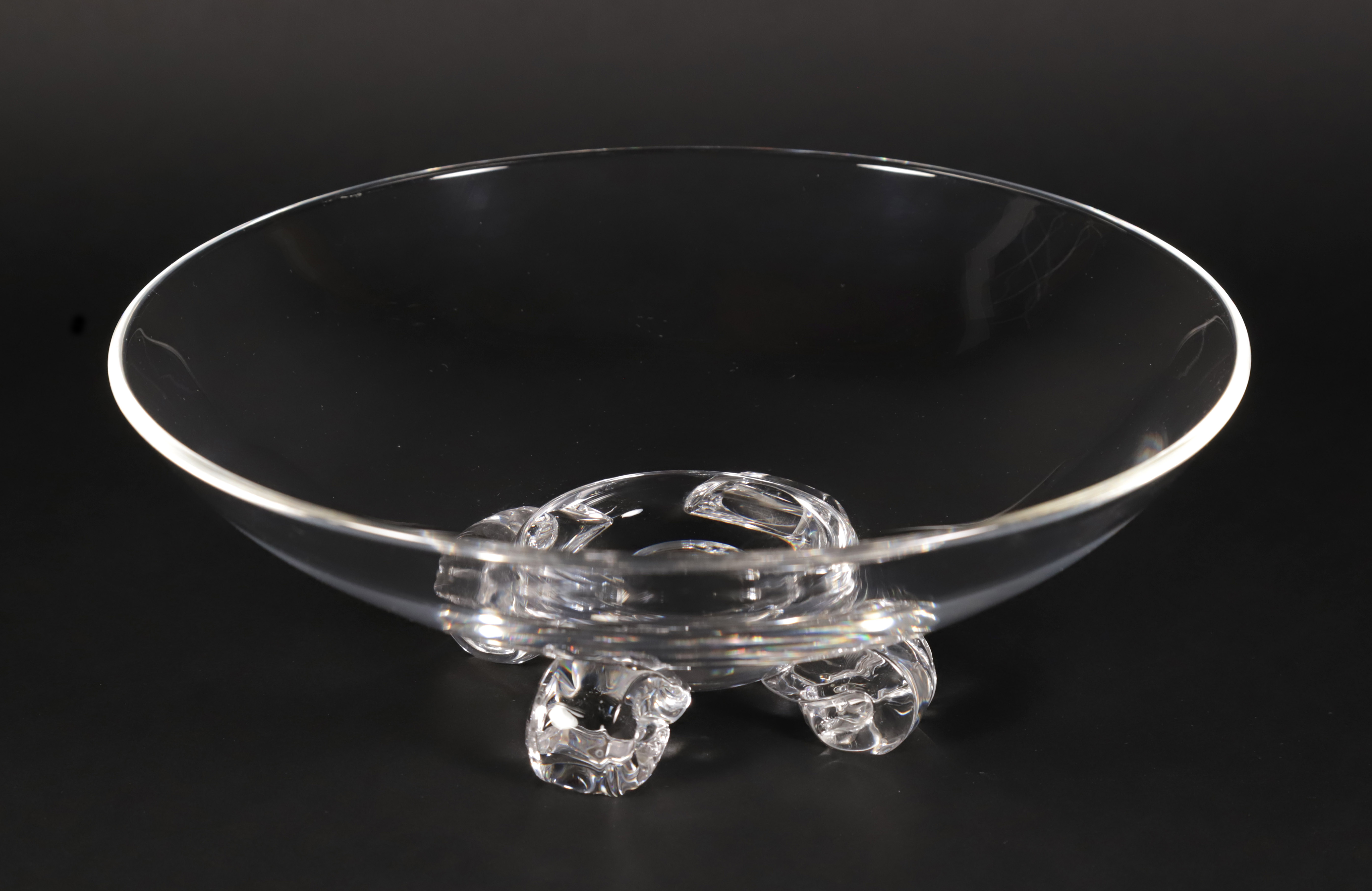 Signed Steuben Large Round Glass Footed Bowl Designed by John Dreeves ...