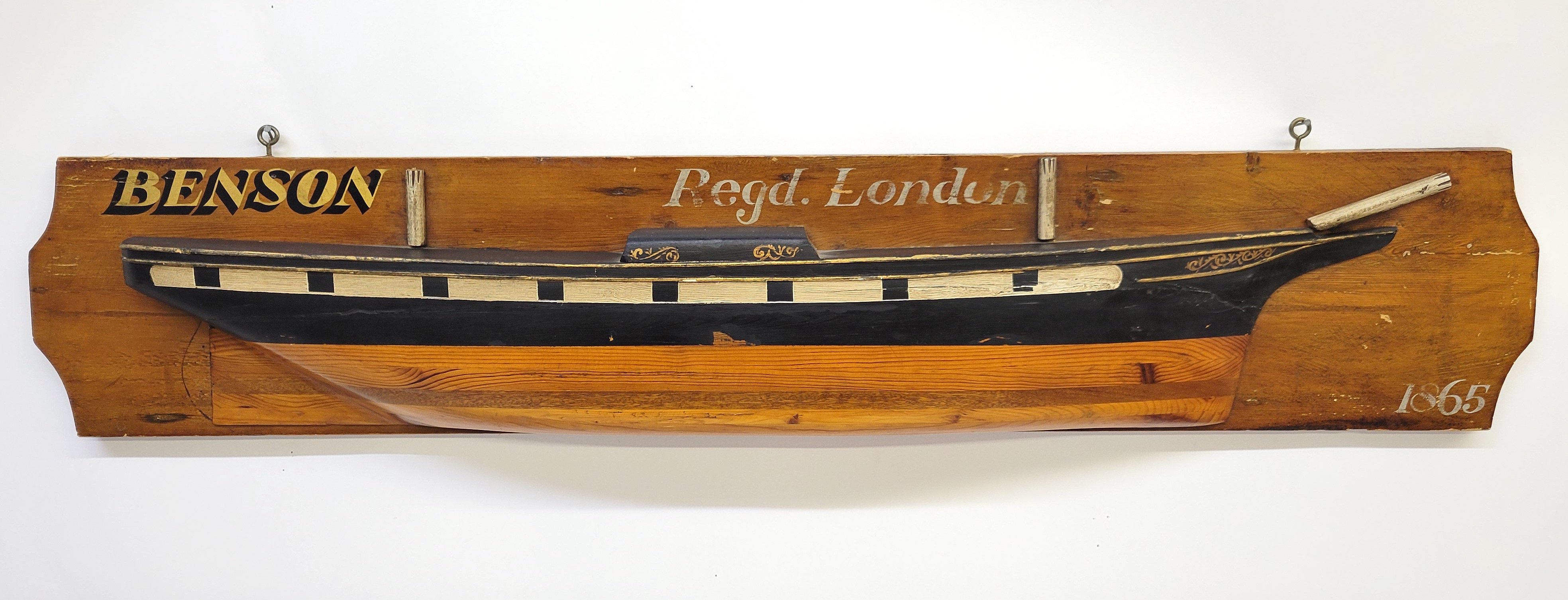 Vintage Carved and Painted Shipbuilder’s Half Hull Model of Ship Benson ...