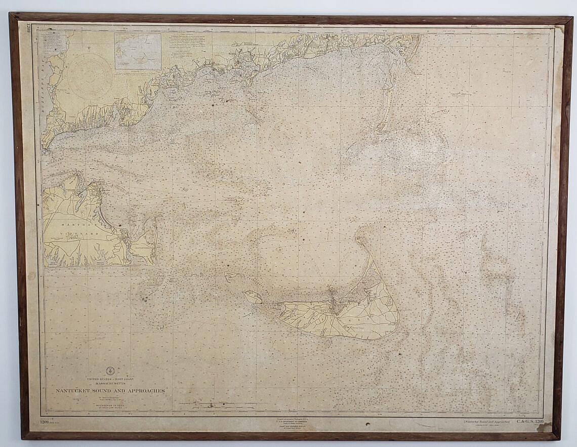 Nantucket Sound Nautical Chart - Large Vintage U.S. Department of ...