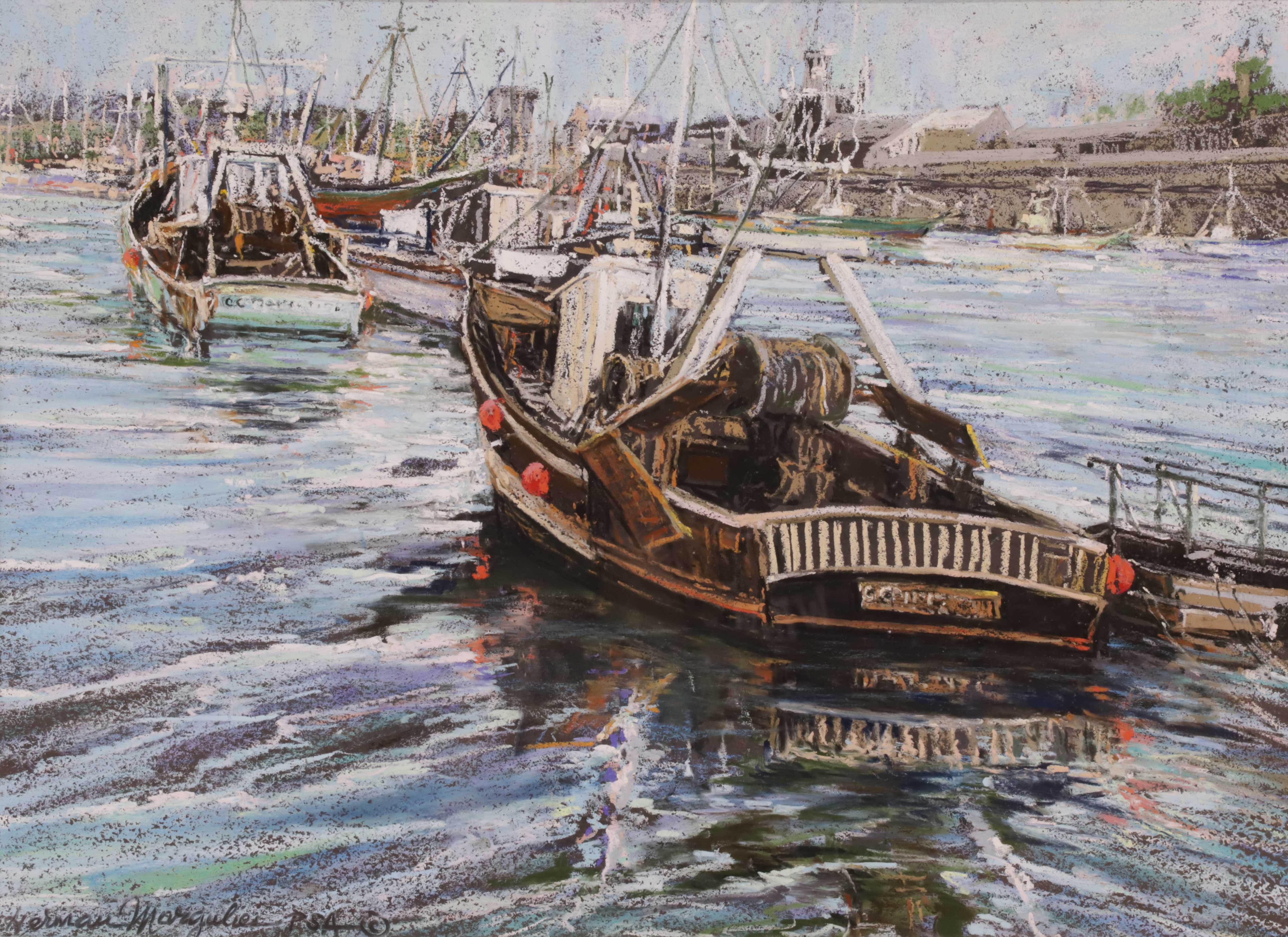 Herman Margulies Pastel on Rag Board "Seascape #19 Brittany France ...