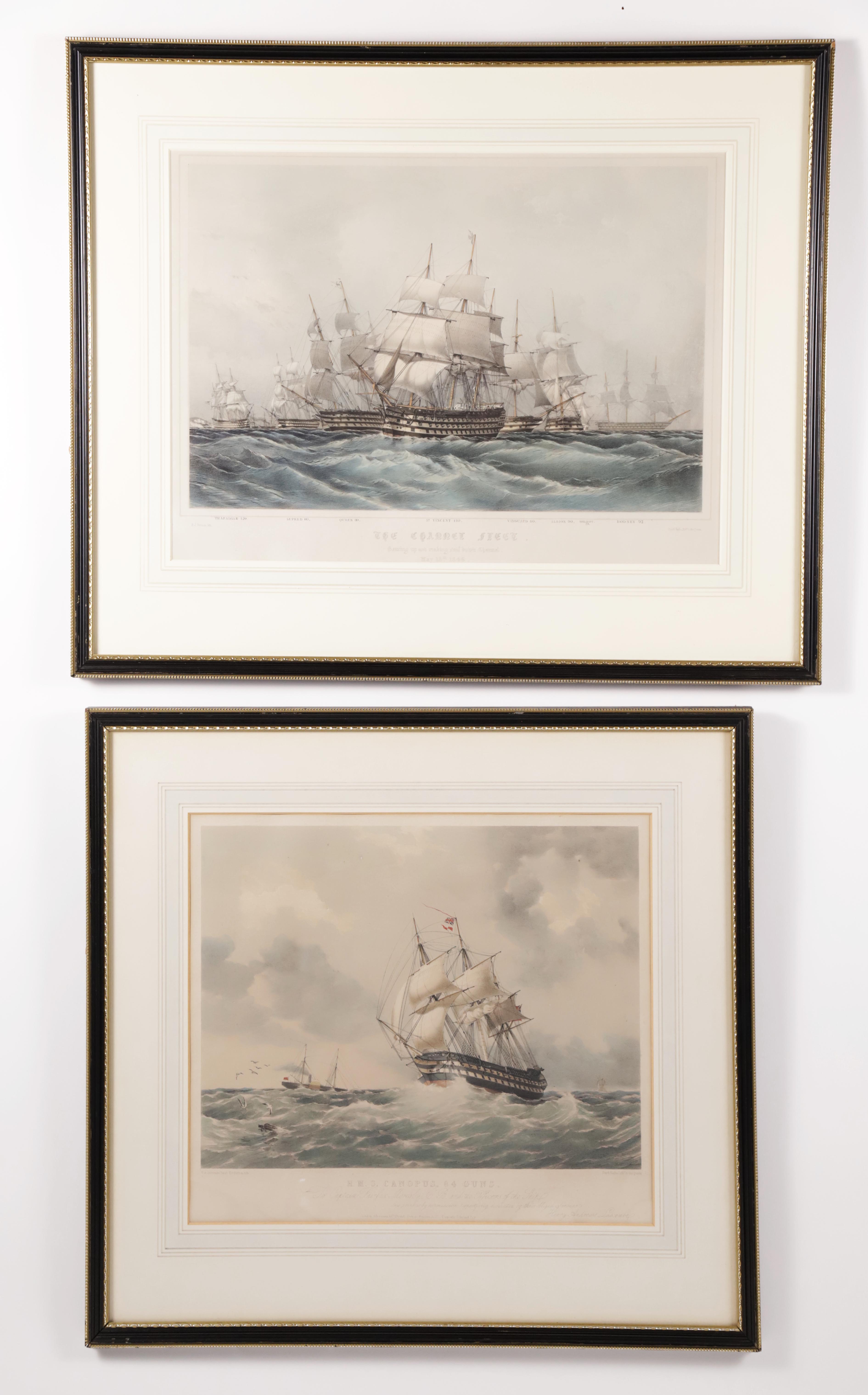 Pair Of Maritime Prints The Channel Fleet 1846 And H.M.S. Canopus And ...