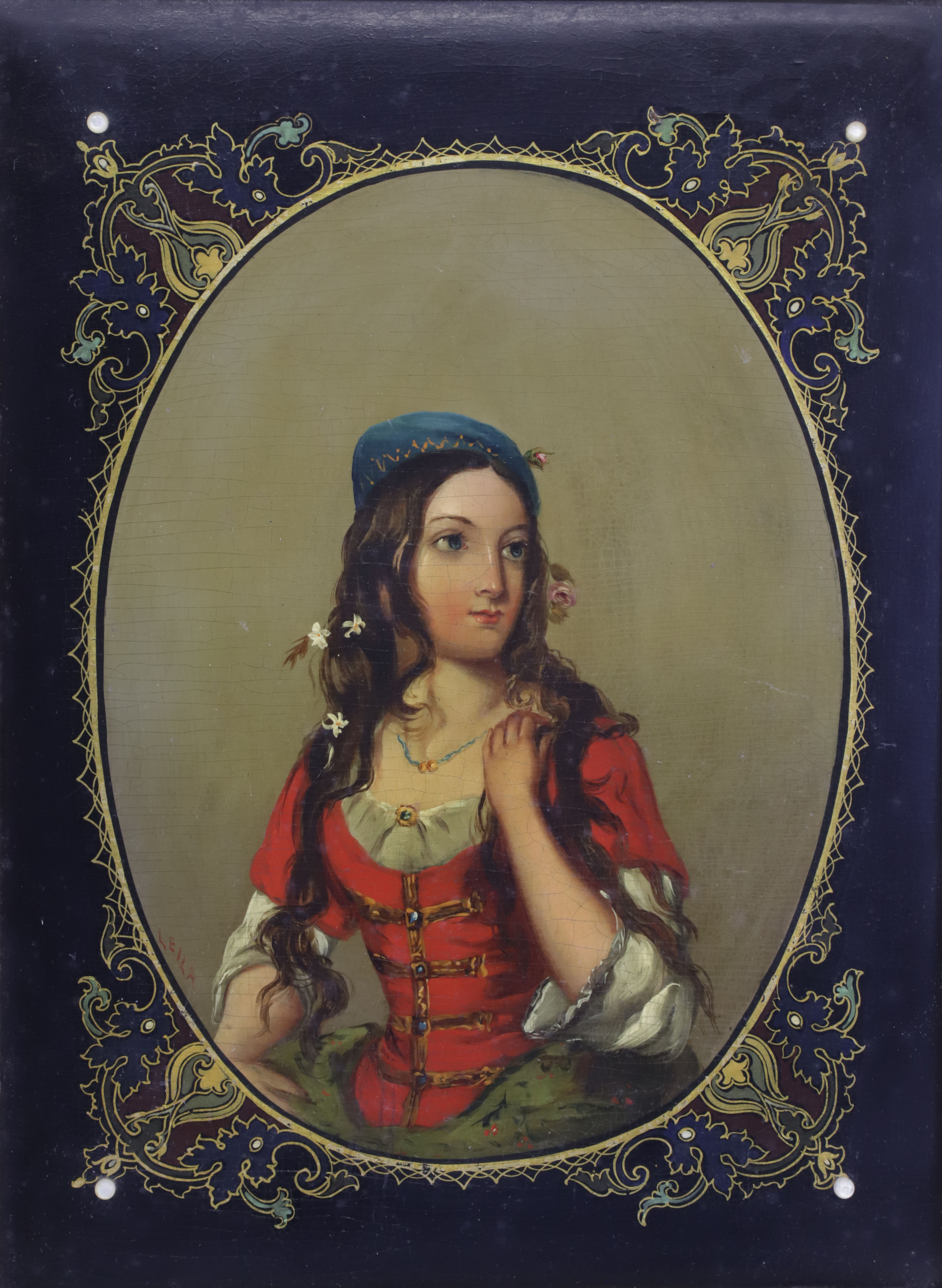 English Cameo on Papier Mache "Portrait of a Young Lass", circa 1870 ...