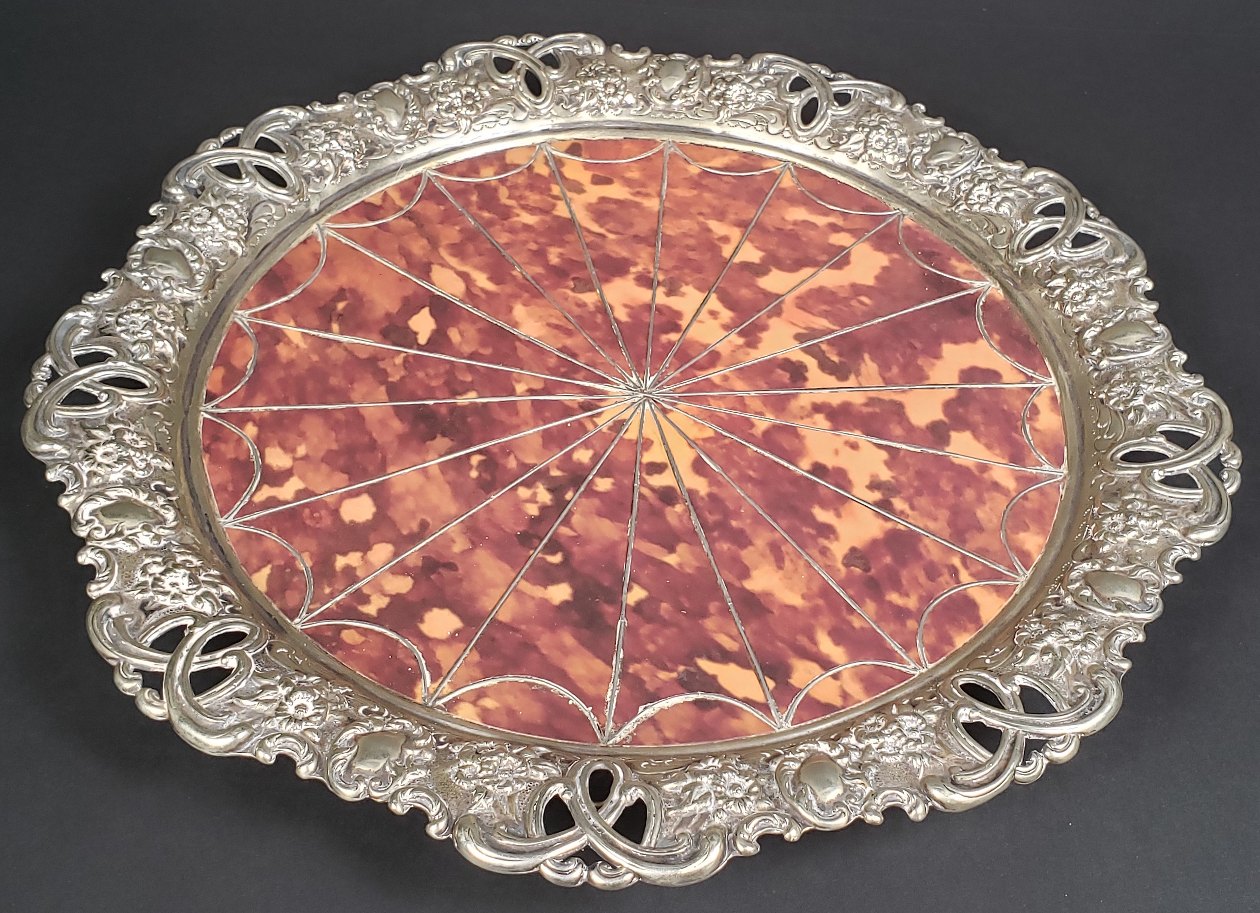 Antique Silver Tortoiseshell Salver - Regency Antique Tortoiseshell and ...