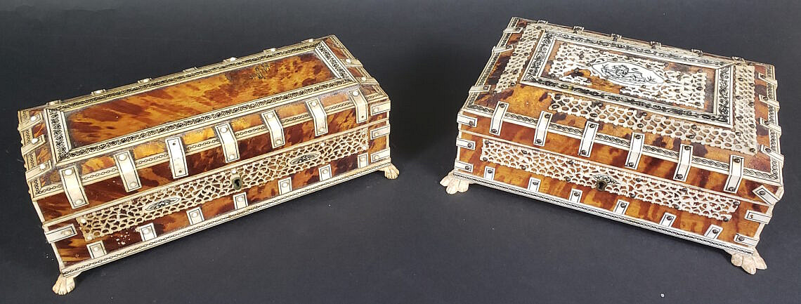 British Regency Shell Boxes - Two British Regency Antique Shell Jewelry ...