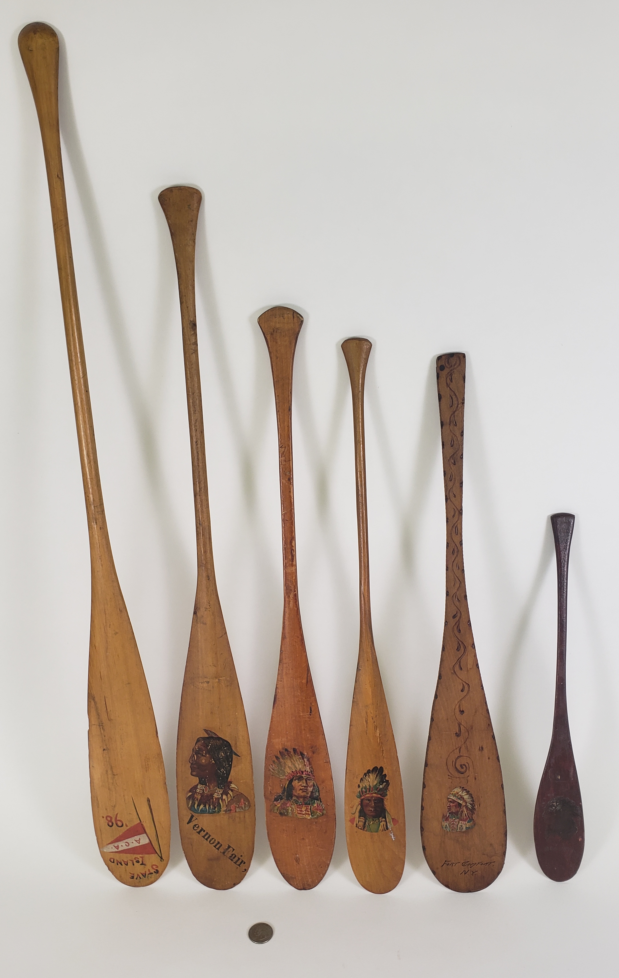 Souvenir Adirondack Miniature Canoe Paddles - Group of Six Vintage ...