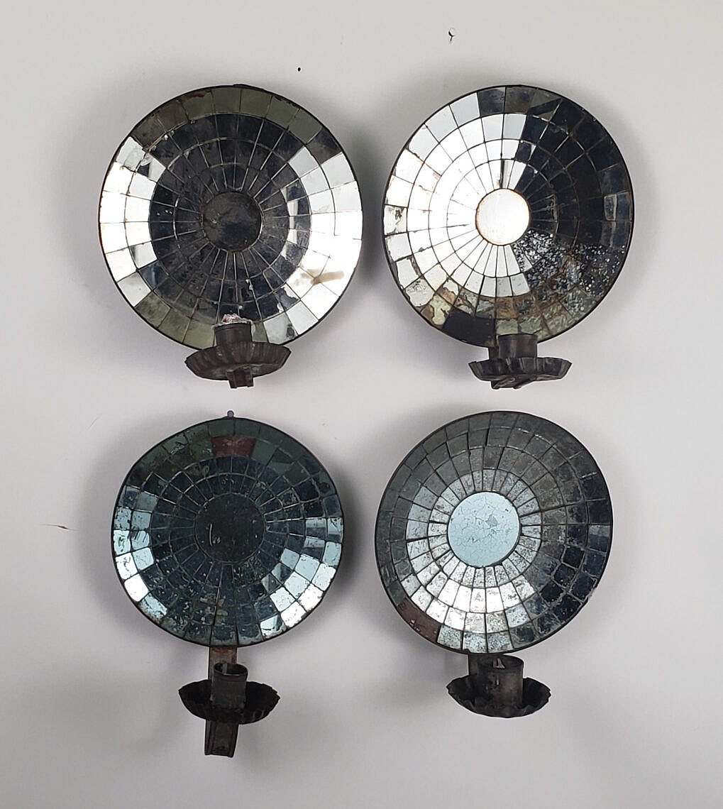 Antique Spider Web Mirrored Back Candle Sconces - Four Antique Spider ...