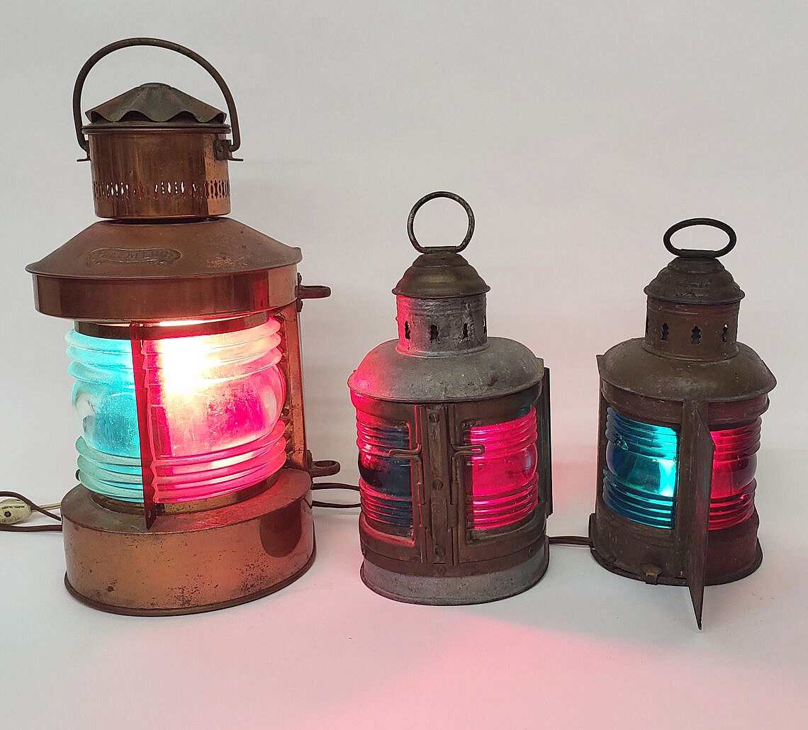 Port Starboard Ships Lantern Stern Light - Group of Three Antique and ...