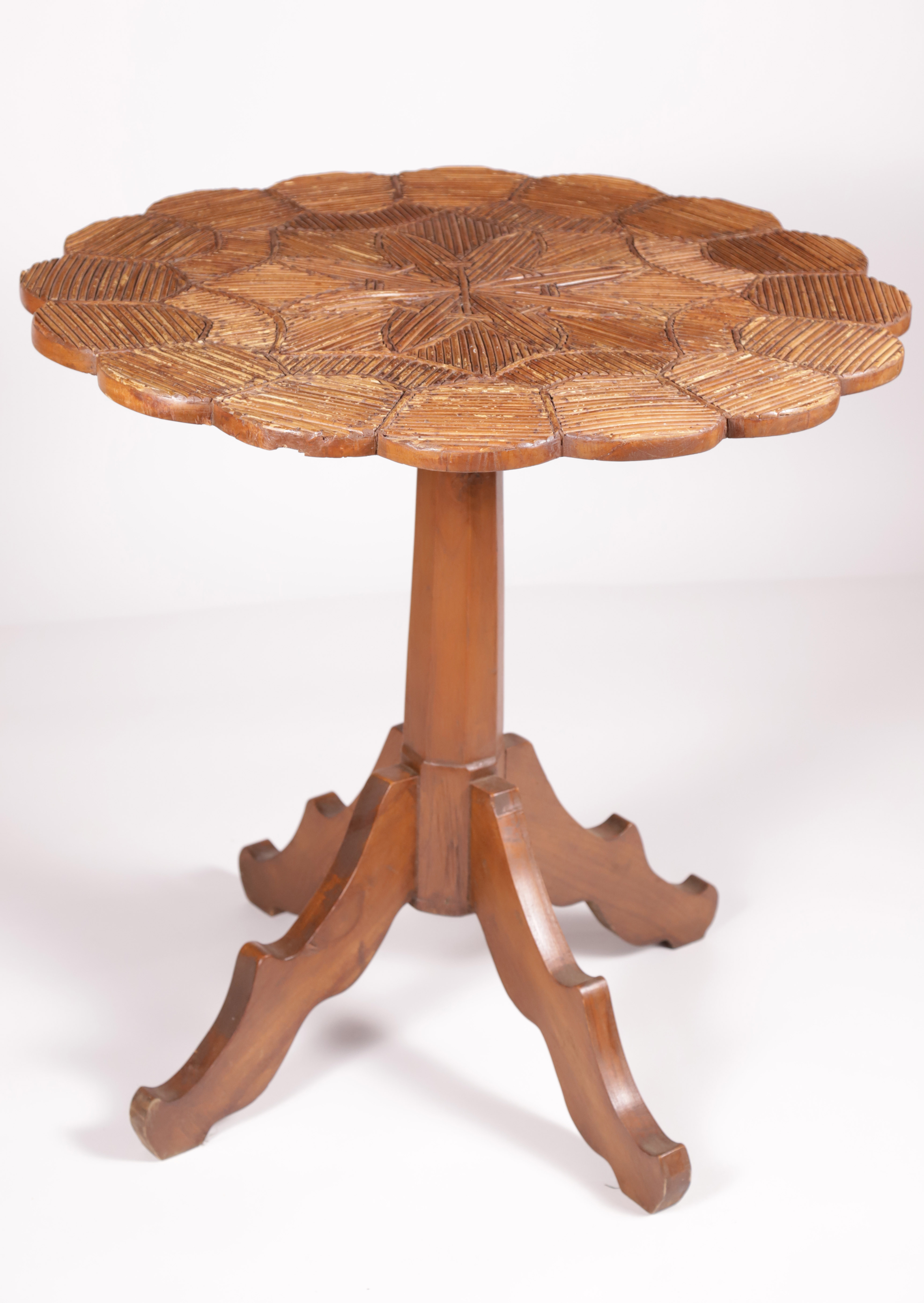 Vintage Folk Art Stick Work Side Table - Vintage Folk Art Stick Work ...