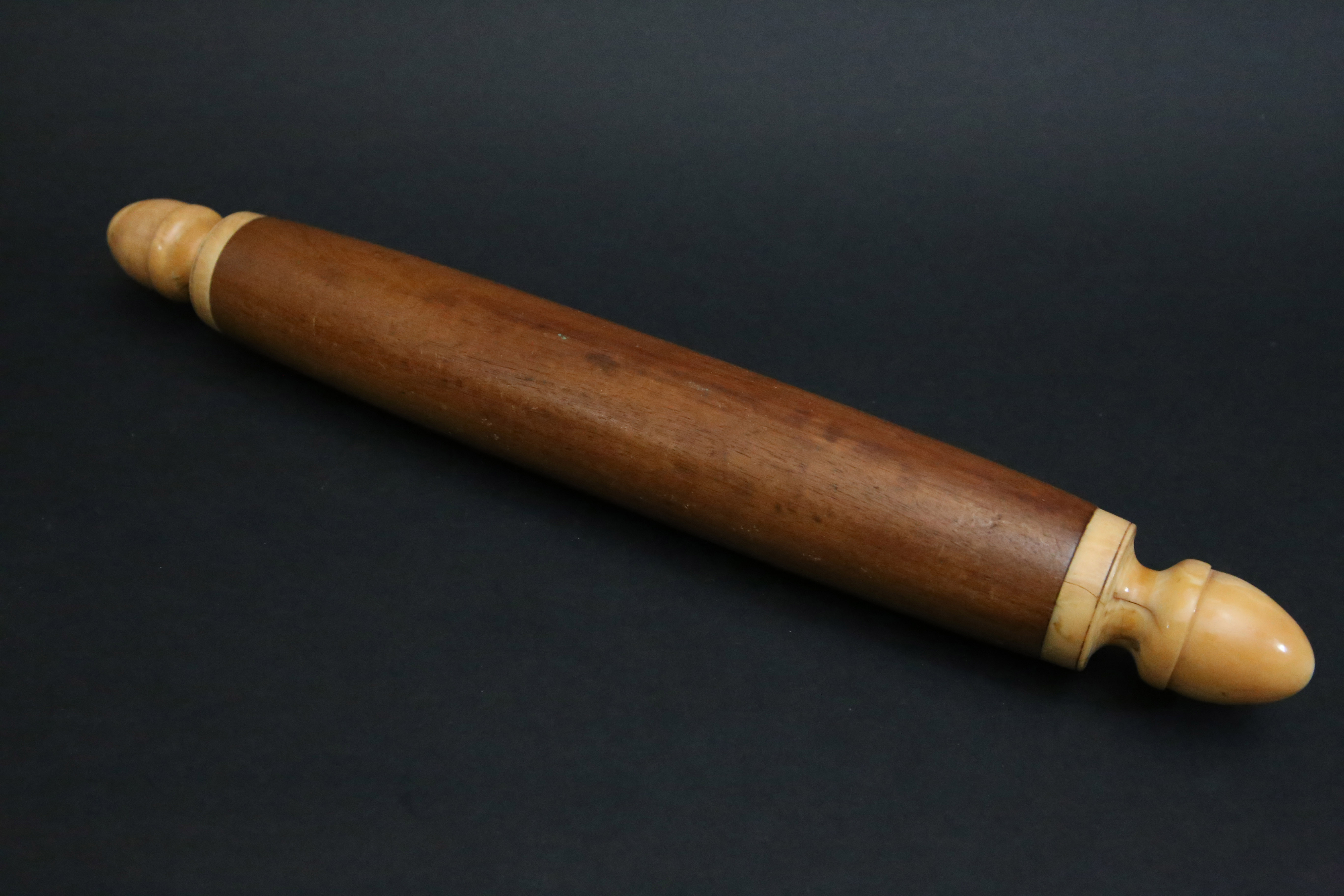 Whaleman Made Antique Whale Ivory and Hardwood Rolling Pin 19th Century ...