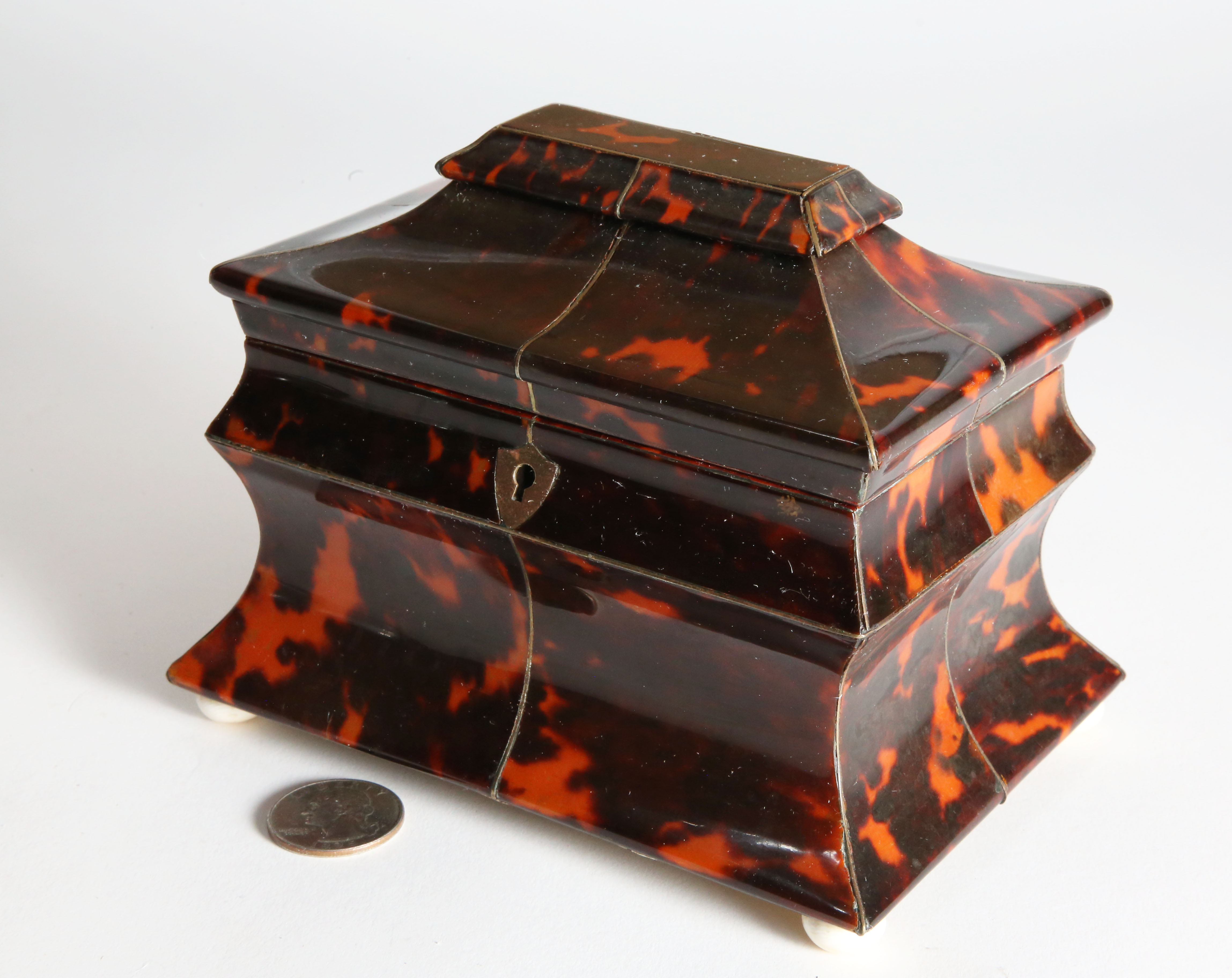 British Regency Antique Red Tortoiseshell Tea Caddy 19th Century ...