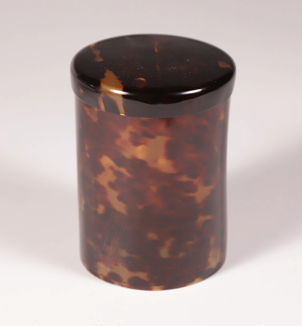 British Regency Antique Tortoiseshell Cylindrical Covered Container ...
