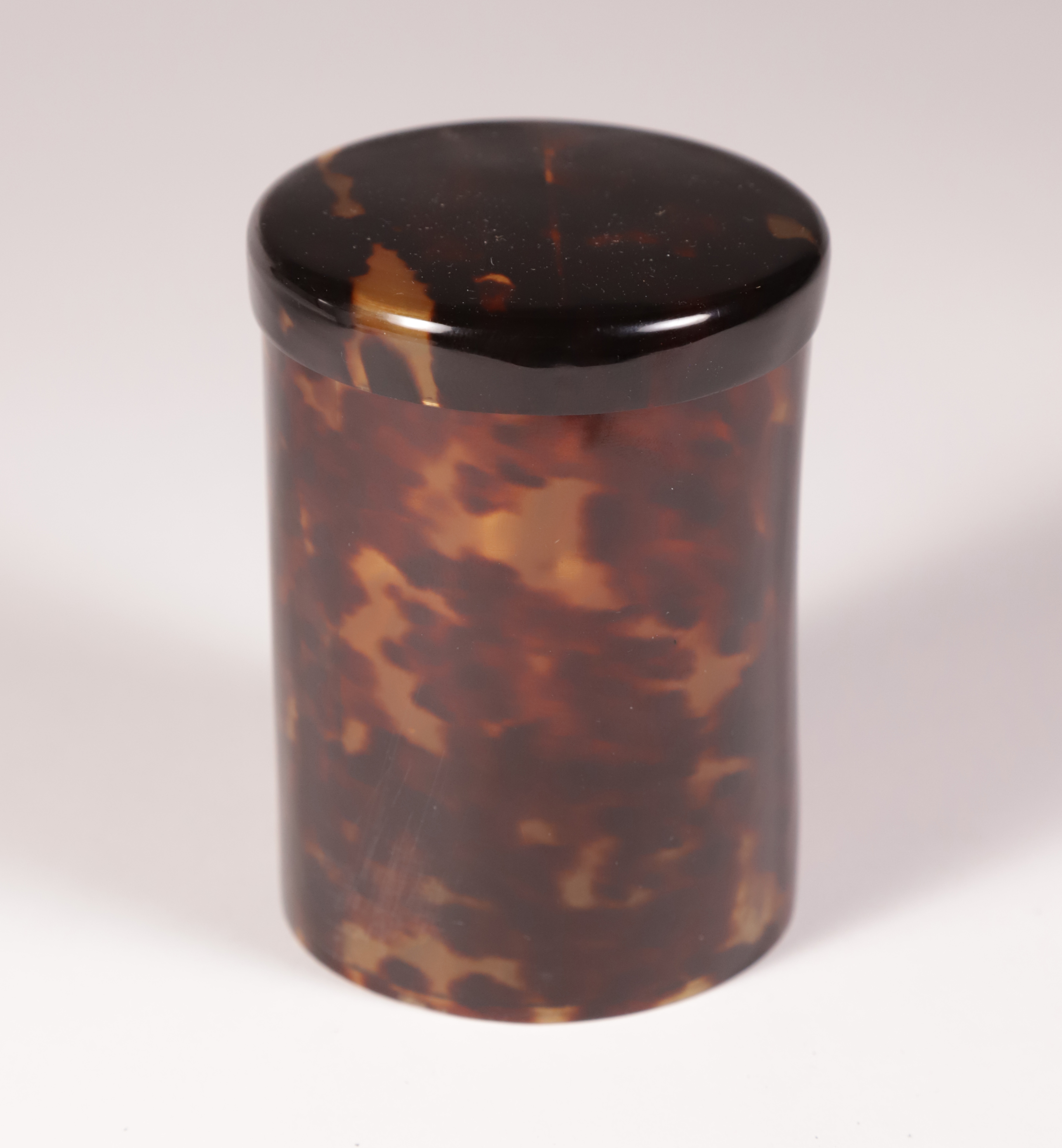 British Regency Antique Tortoiseshell Cylindrical Covered Container ...