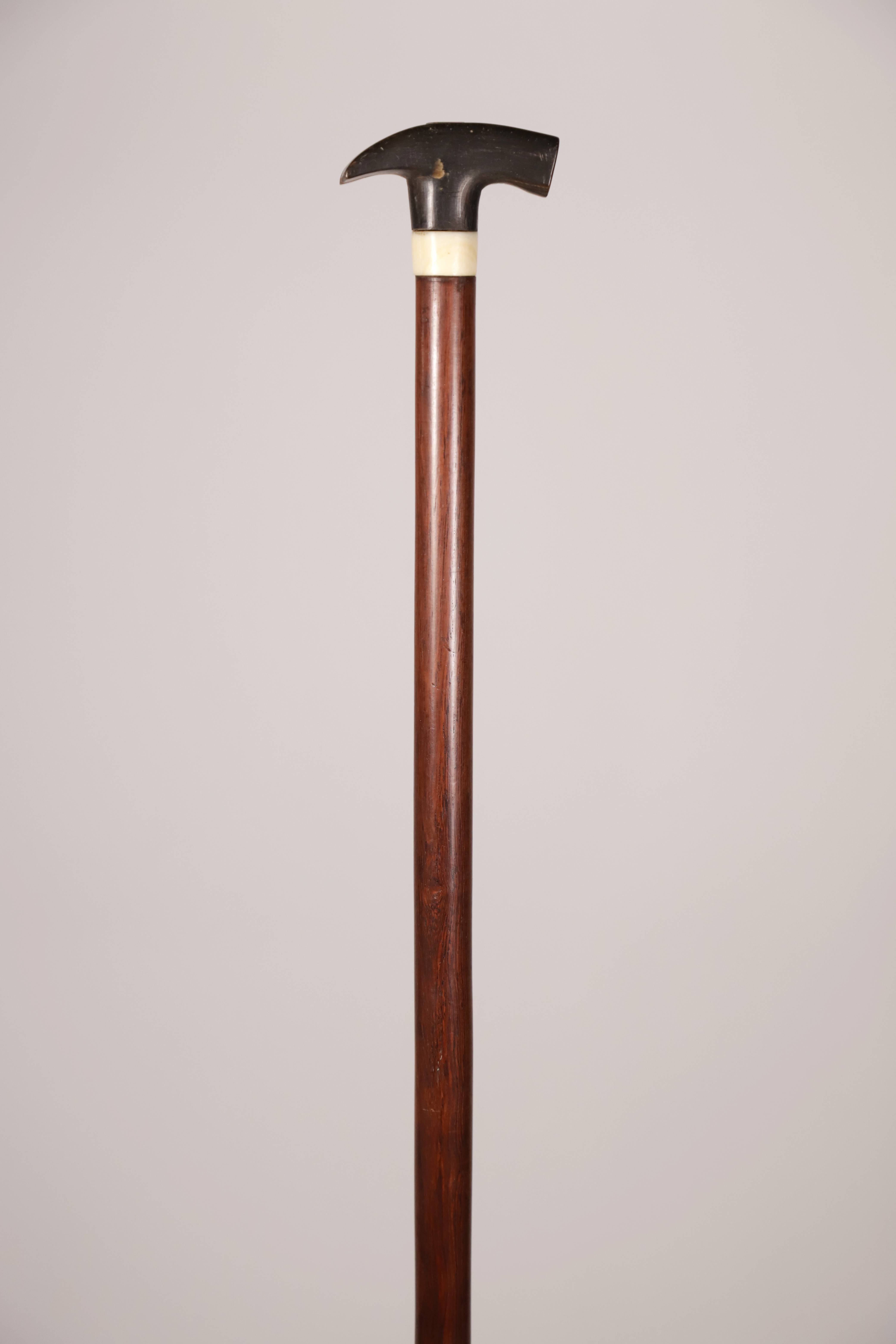 American Carved Ebony "Carpenter's Hammer Grip" Walking Stick, 19th ...