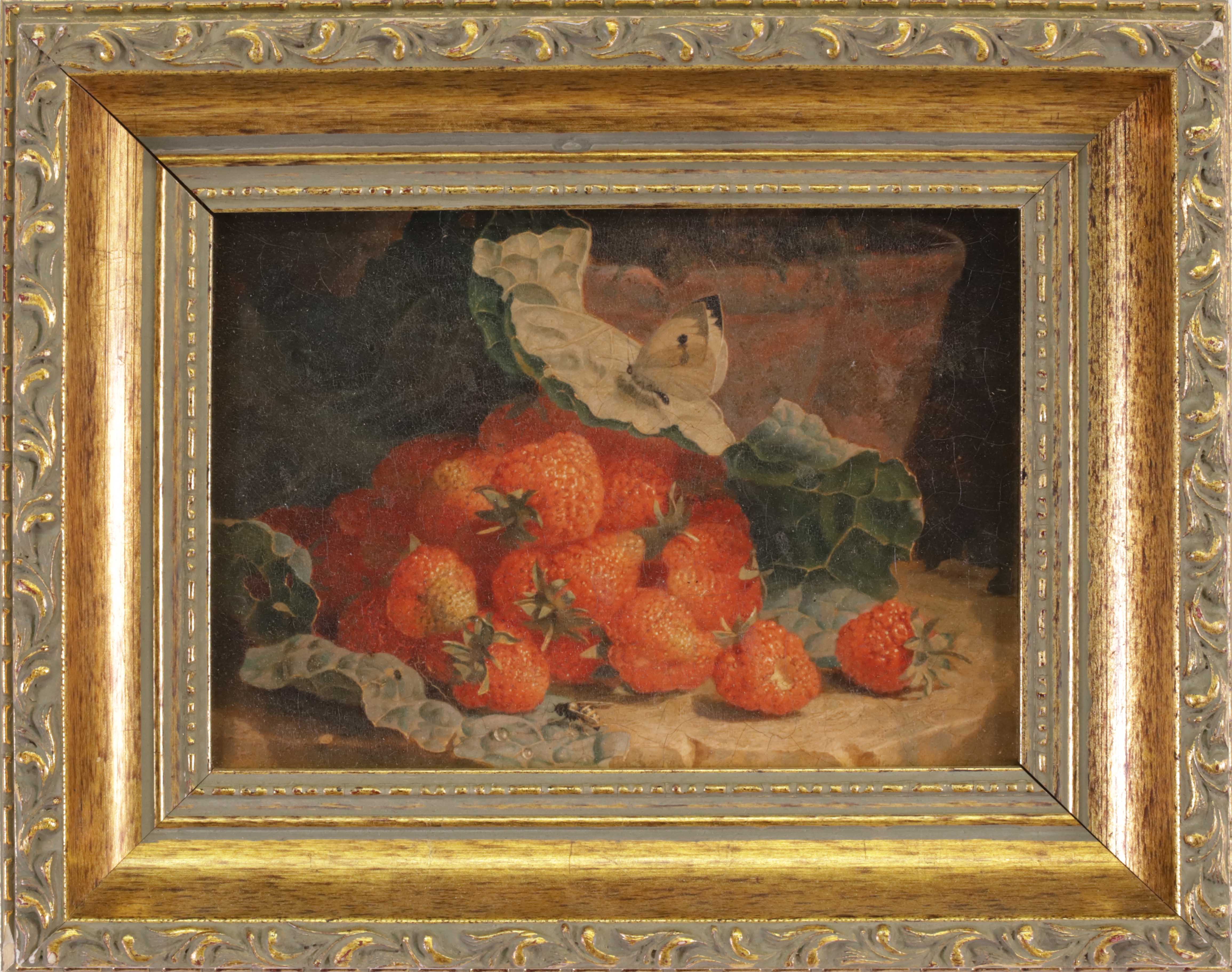 English Oil on Board "Still Life with Strawberries" - Rafael Osona ...