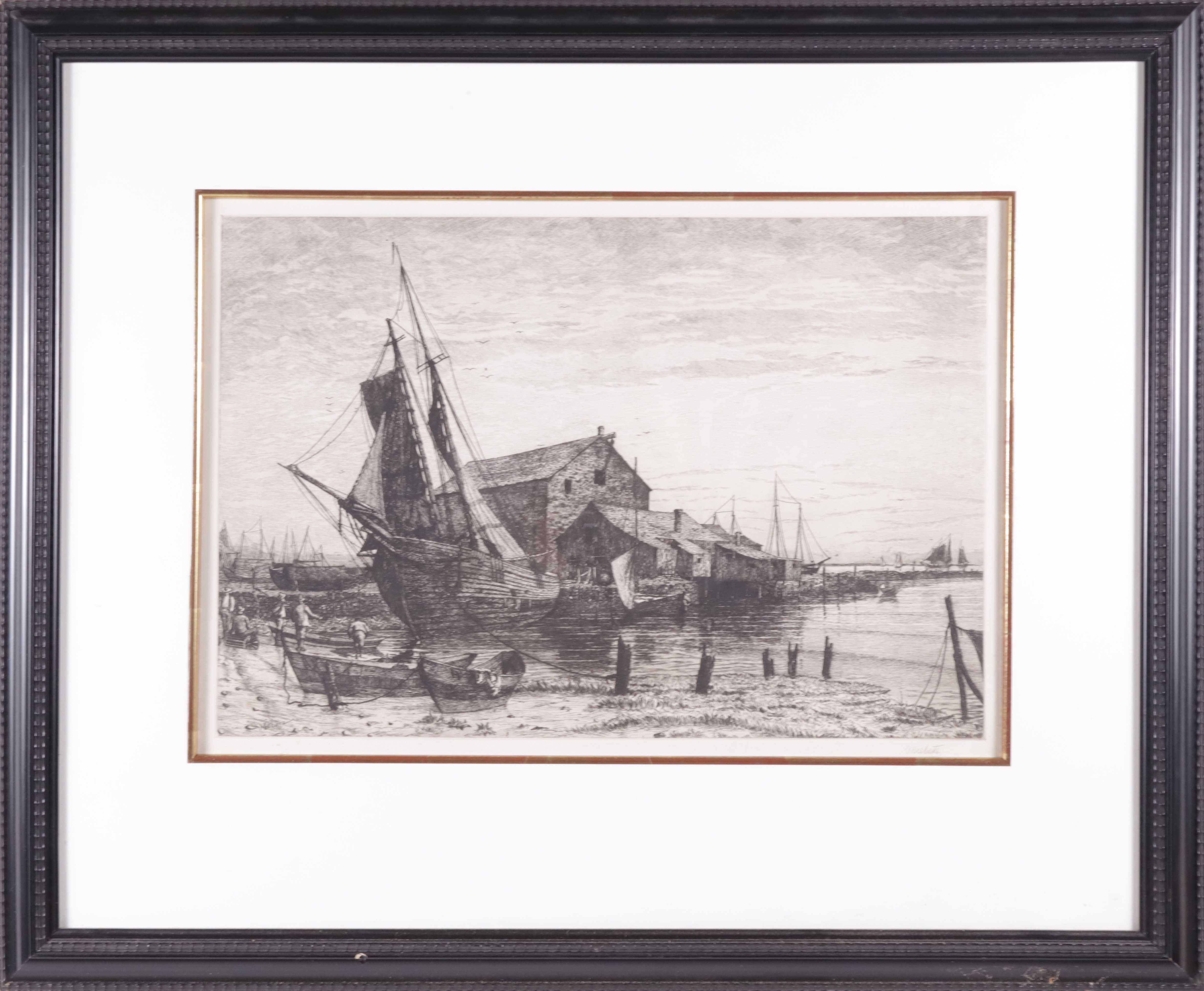 Charles Mielitz Etching "Wharf at Nantucket" - Rafael Osona Auctions ...
