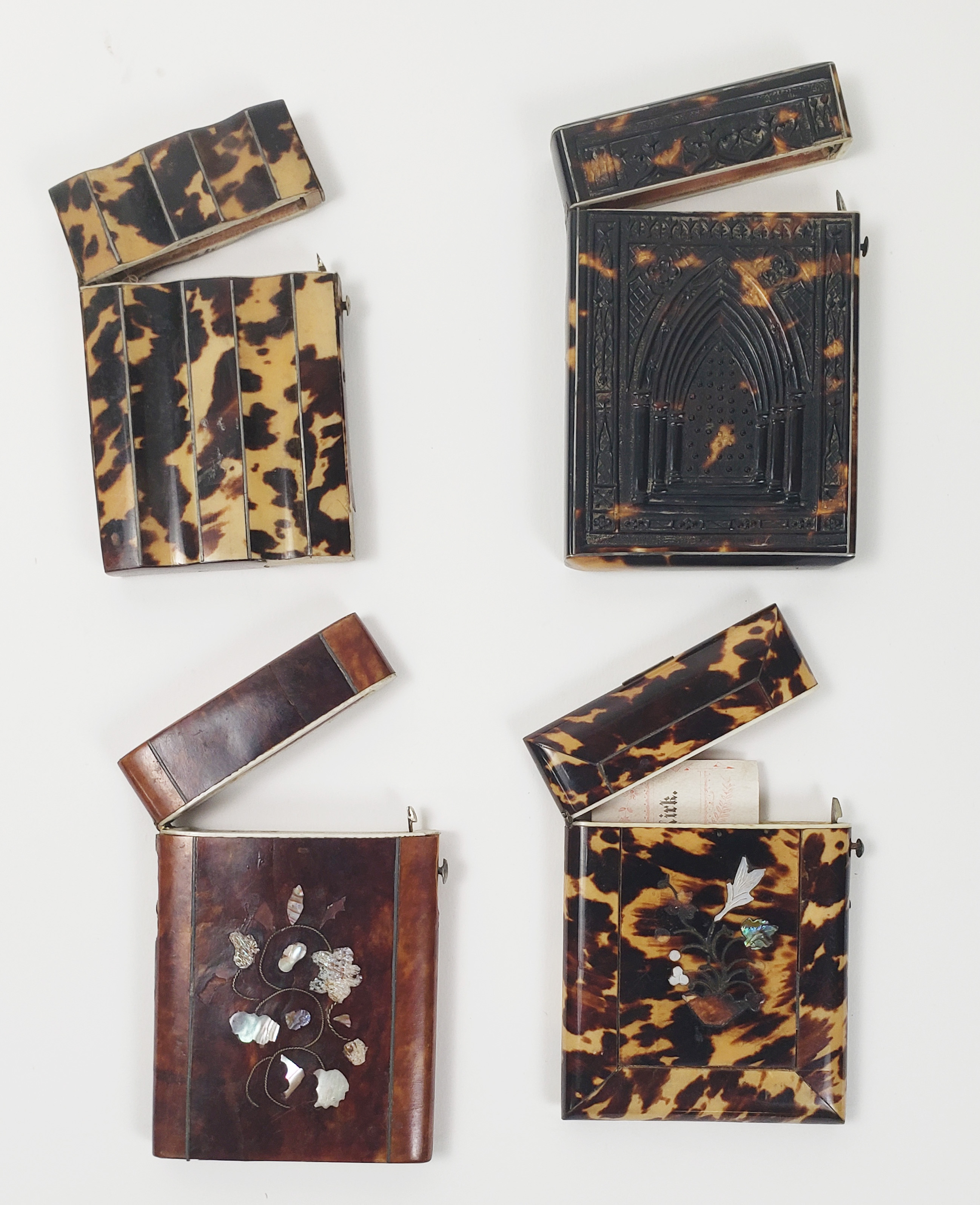 Antique British Regency Shell Card Cases - Four British Regency Antique ...