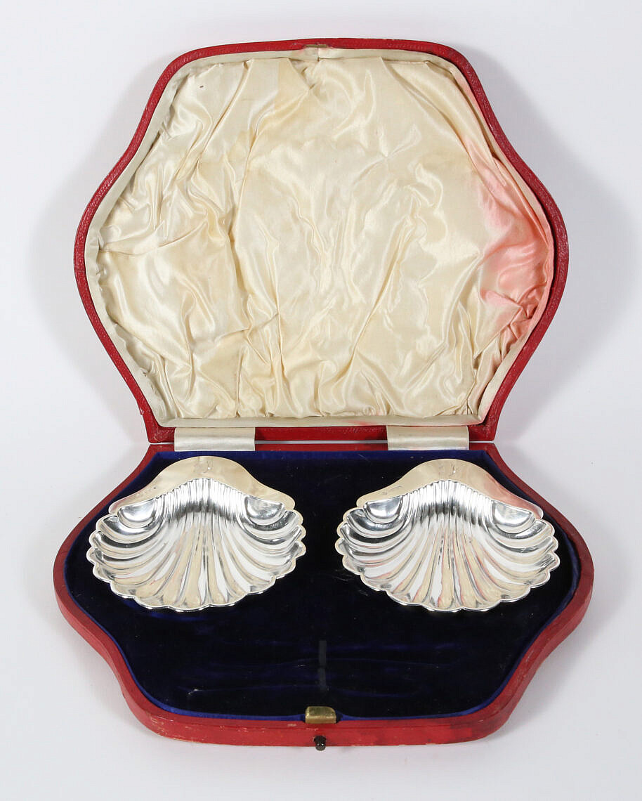 Pair of Cased English Sterling Silver Shell Dishes - Pair of English ...