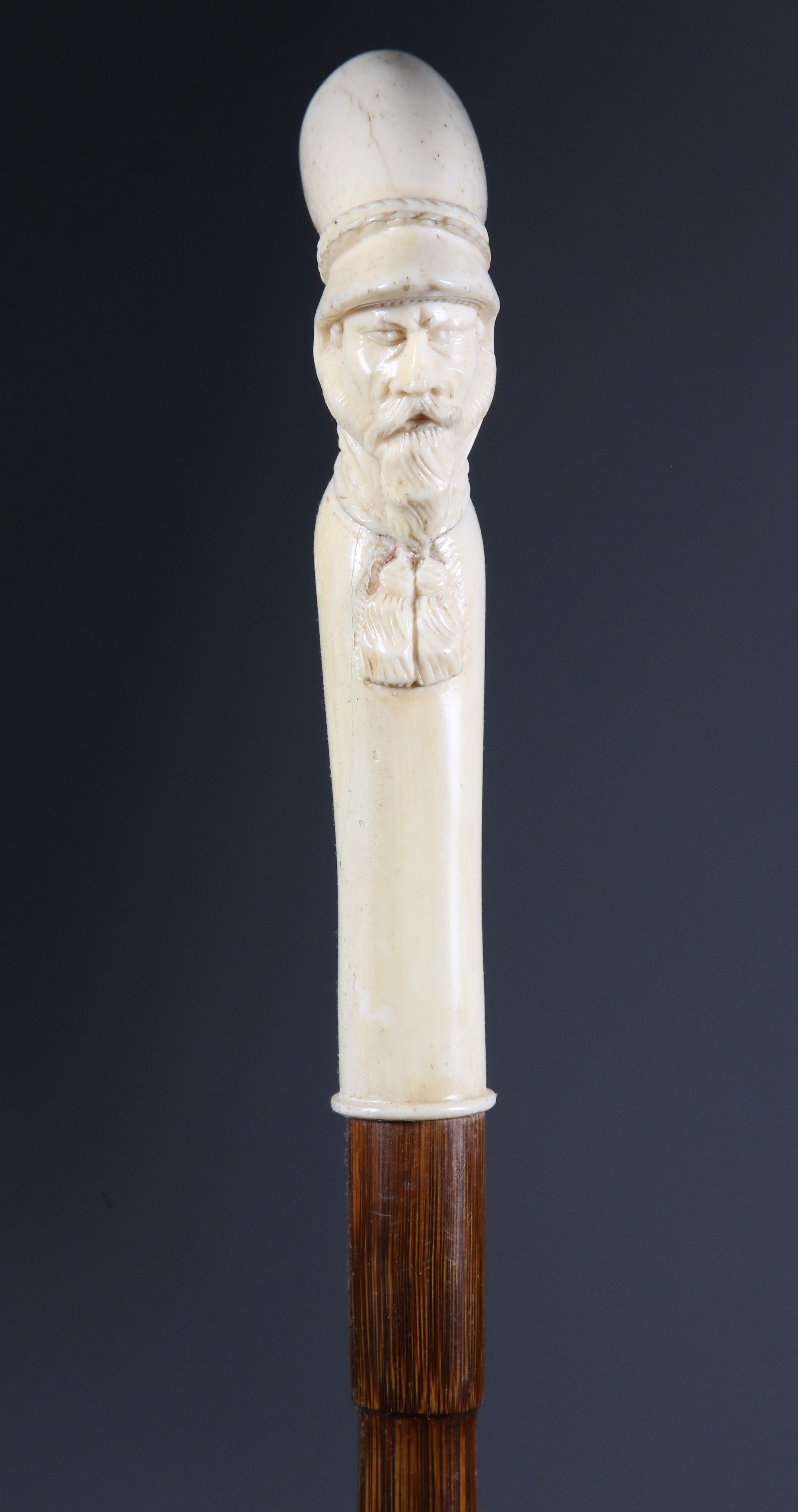 Carved Bone Leprachaun Portrait Cane 19th Century - Carved Bone ...