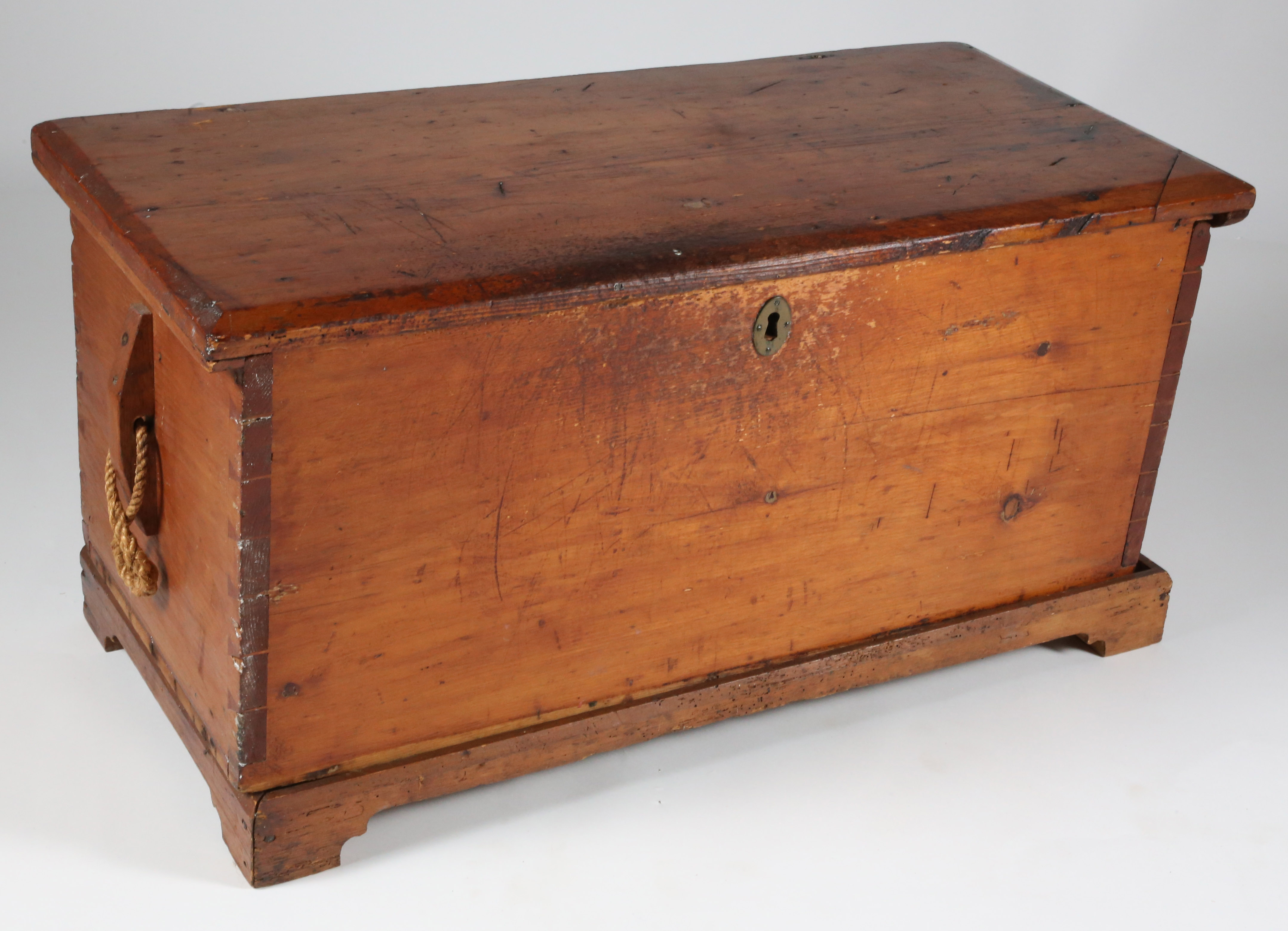 Pine Sea Chest 19th Century - Pine Sea Chest with Rope Beckets, 19th ...