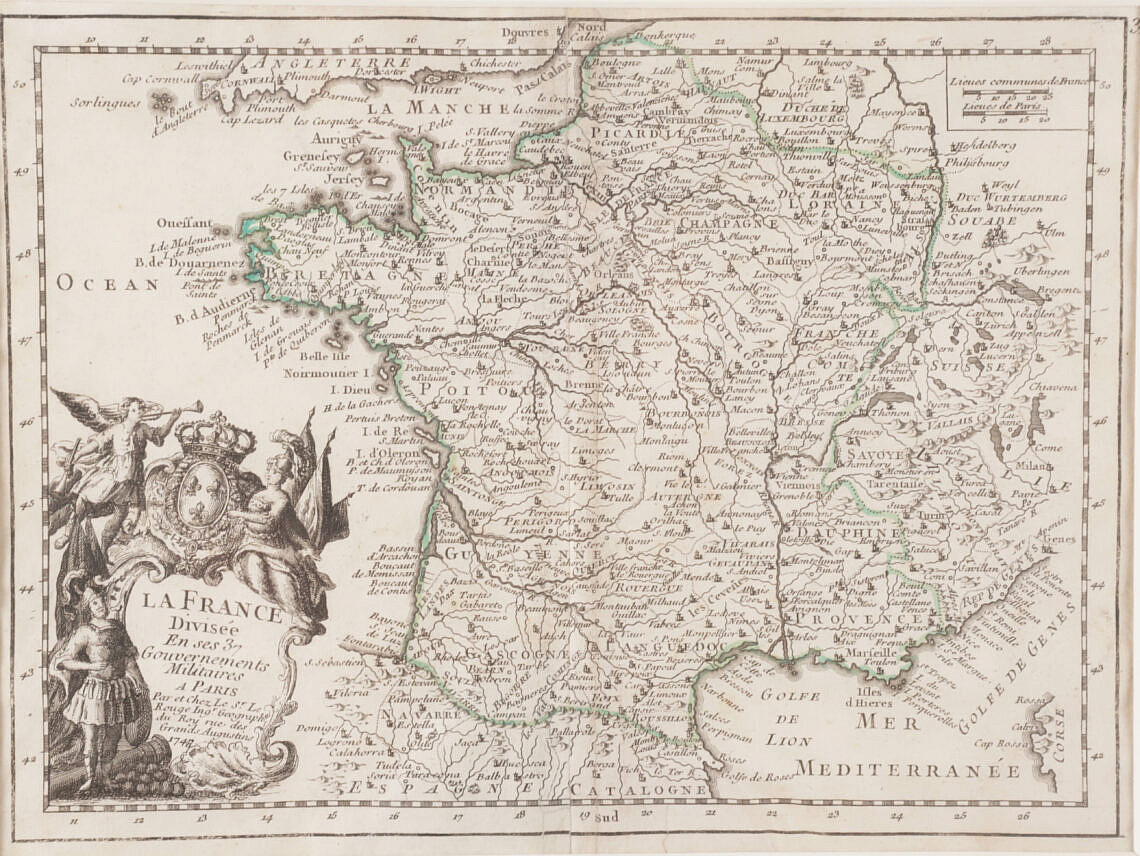 George Louis La Rouge Copper Plate Engraving "Map of France" - Rafael ...