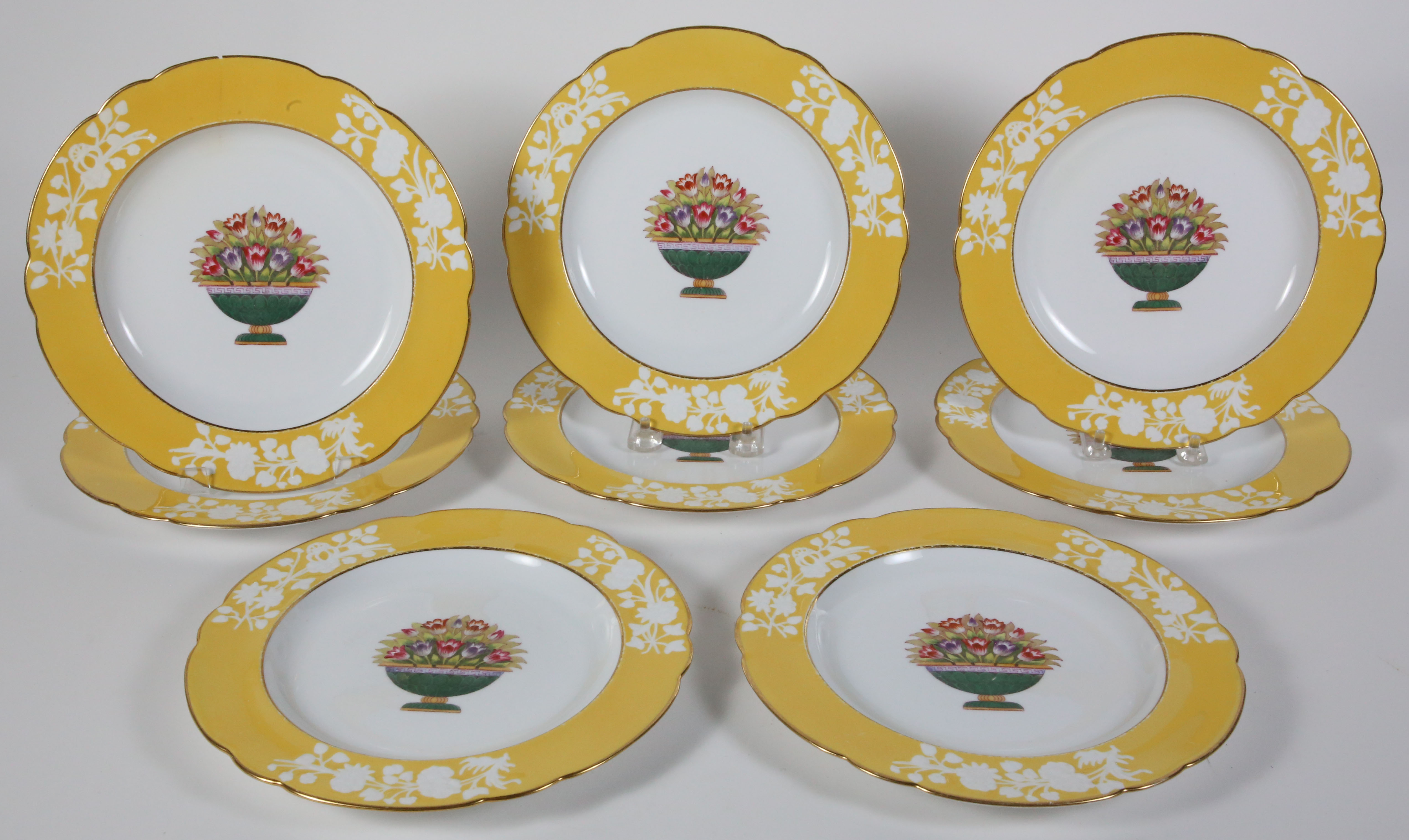 Set of Nine Copeland Spode Flower Basket Decorated Dessert Plates - Set ...