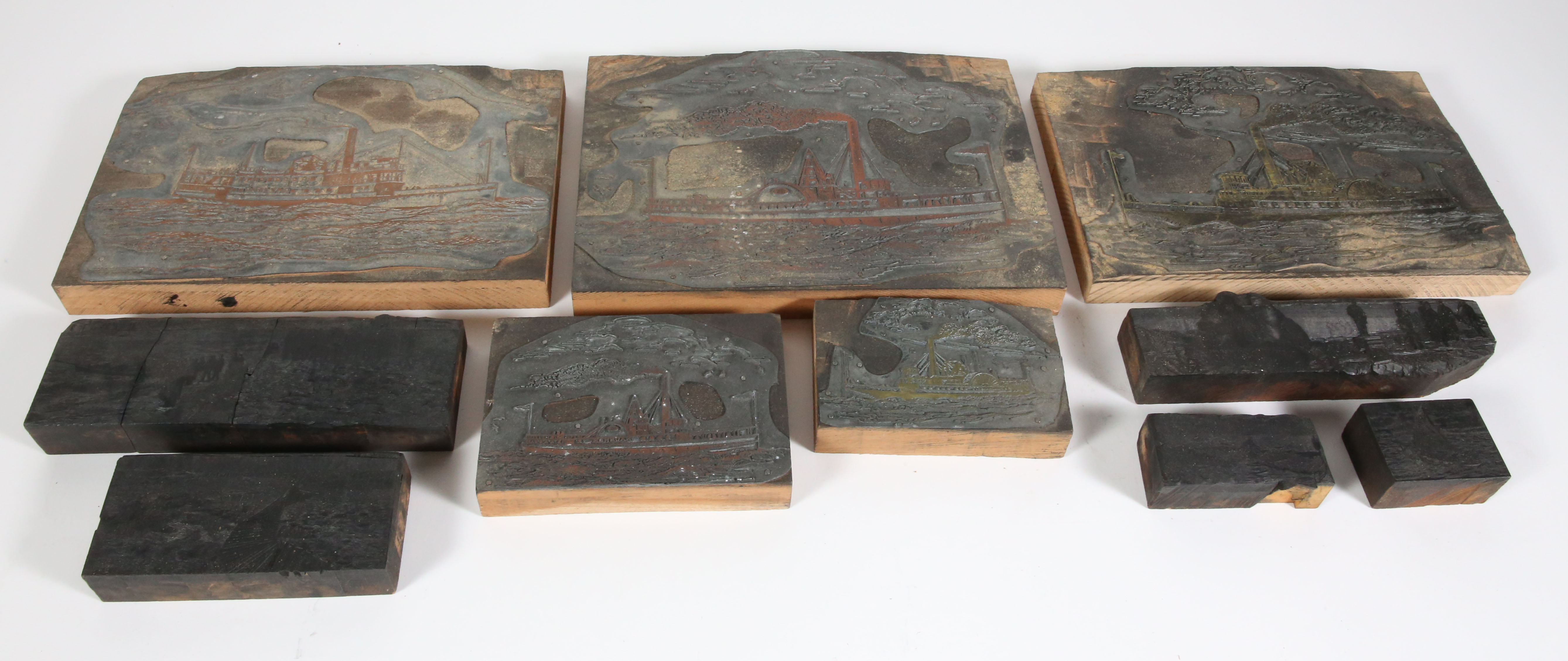 Rare Group of Ten Nantucket Steamship Printing Blocks - Rare Group of ...
