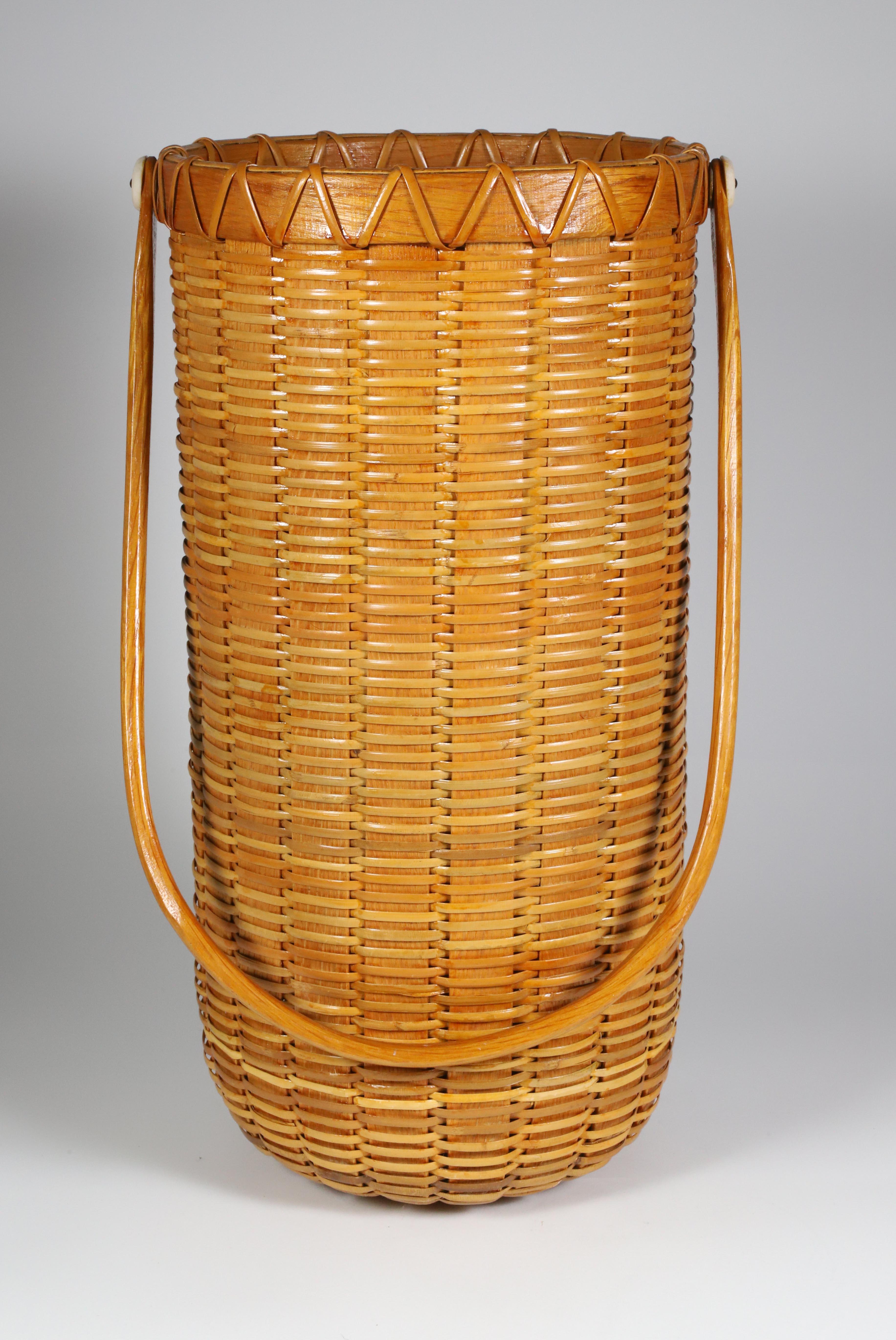 Signed Paul Willer Nantucket Knitting Basket with Swing Handle - Signed ...