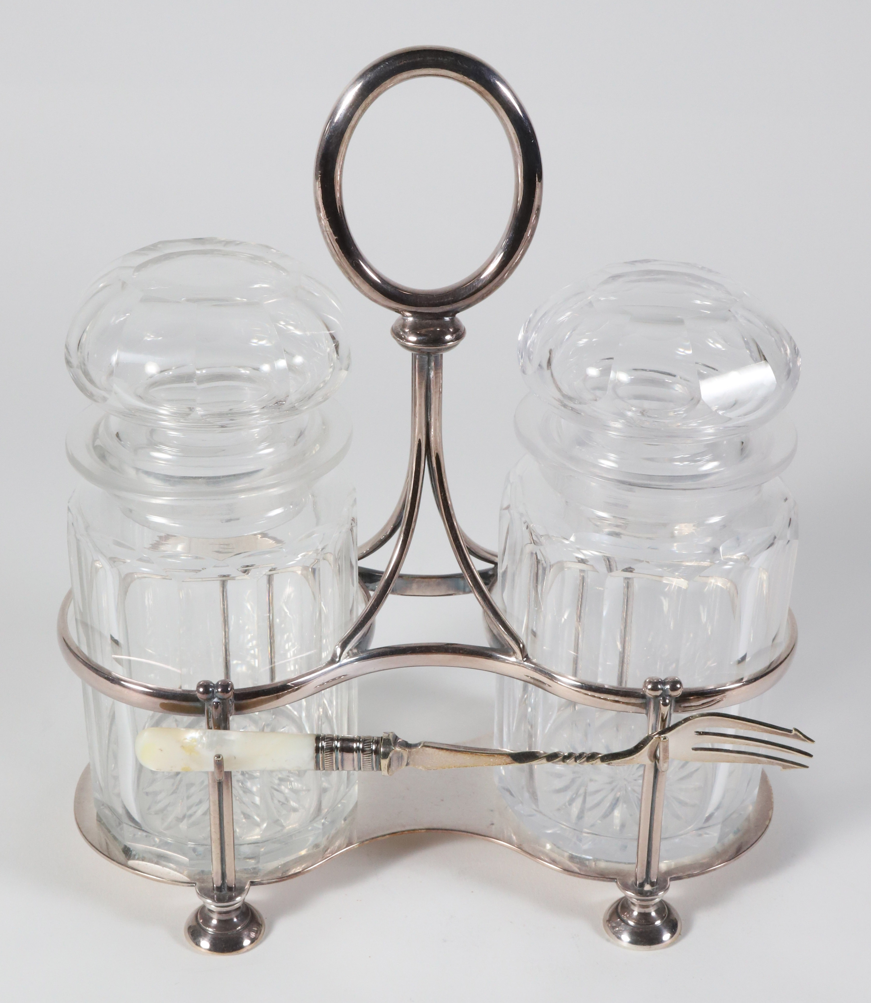 Silver Plated and Crystal Jars Condiment Carrier, 19th Century - Rafael ...