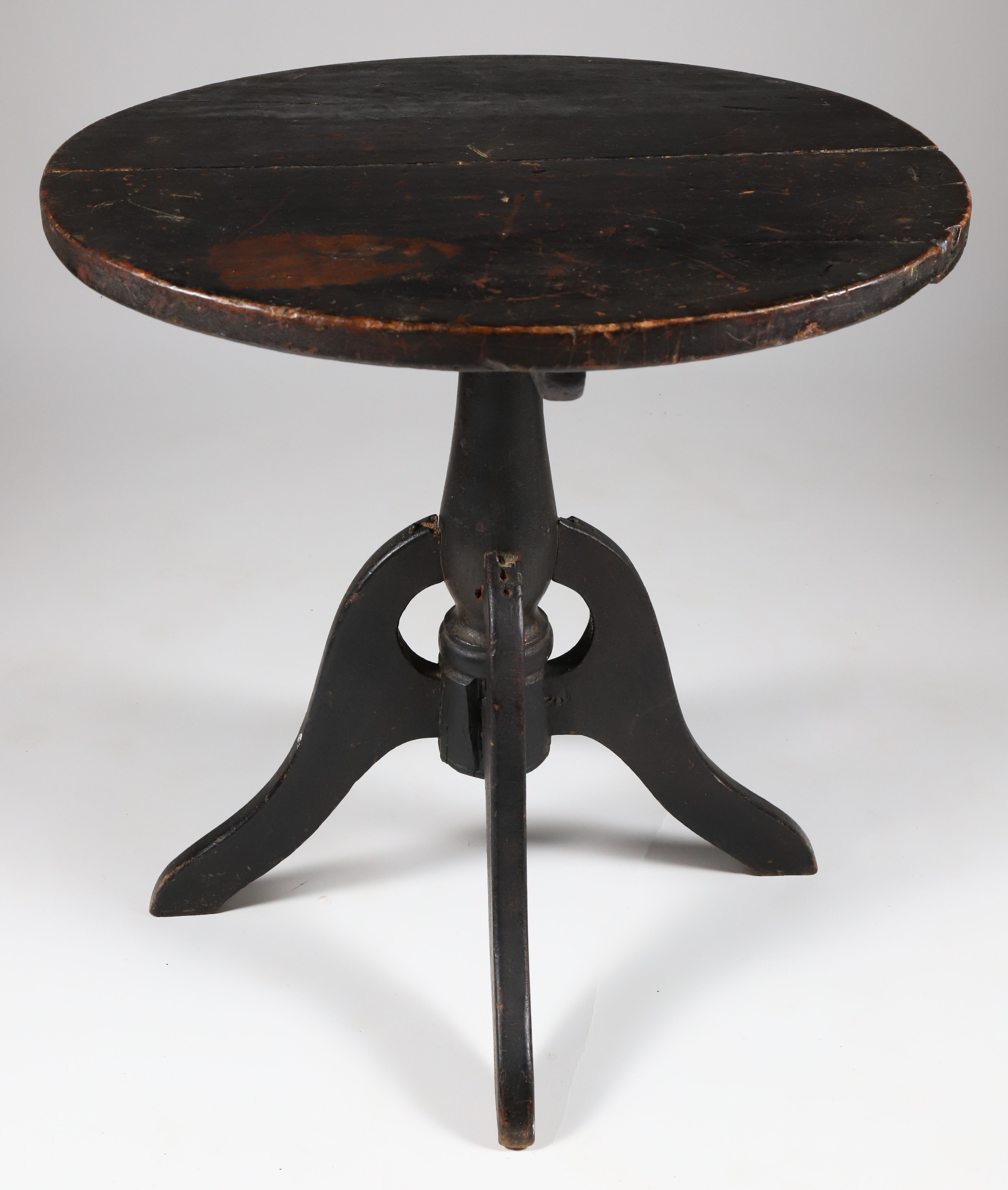 Black Painted Folk Art Round Sculptors Table - Black Painted Folk Art ...