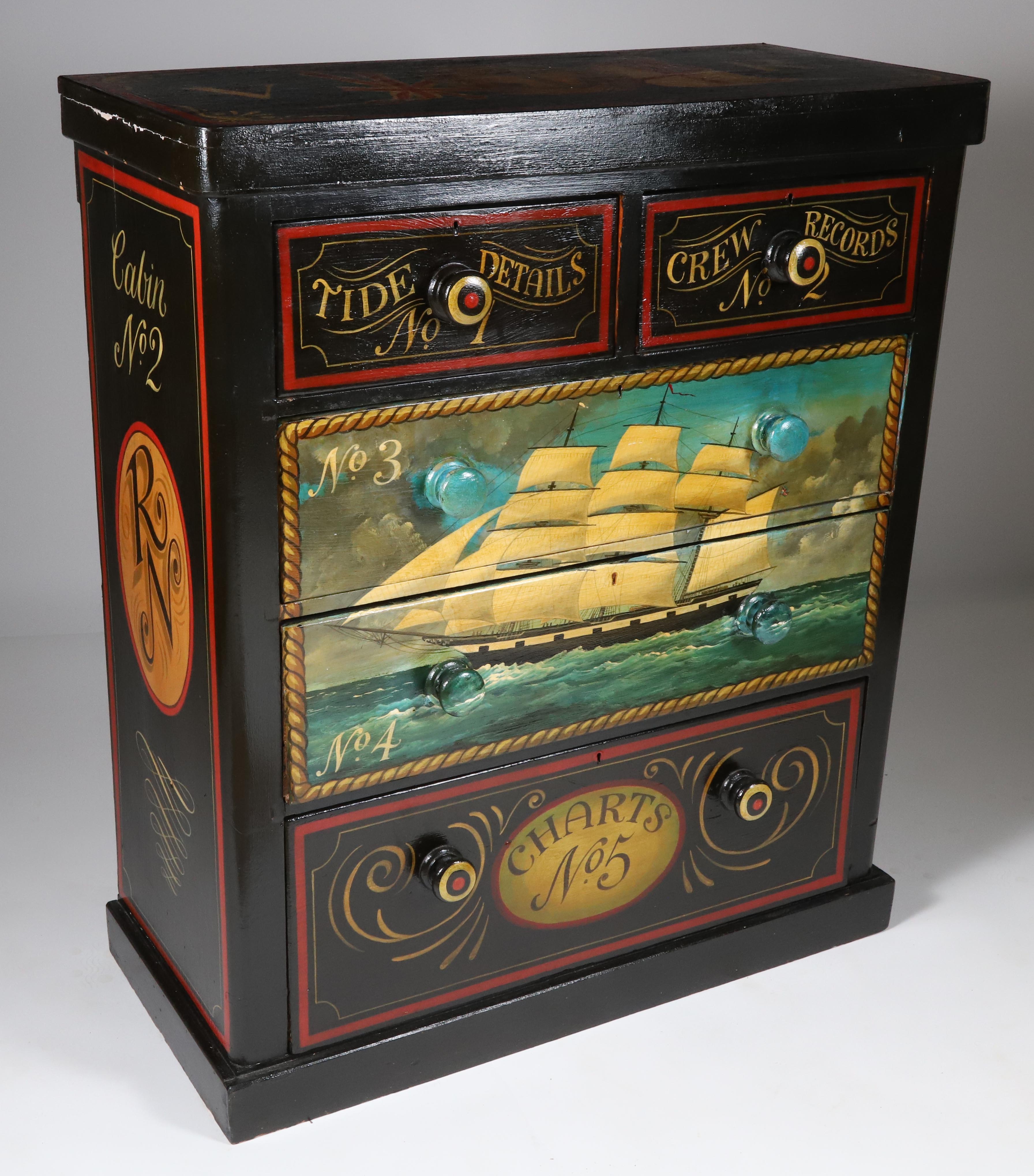 Nautical Decorated Two Over Three Drawer Chest 19th Century - Nautical ...